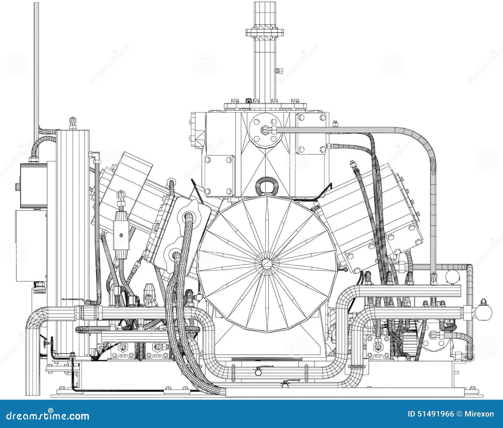 Wire-frame Industrial Equipment Engine. EPS 10 Stock Vector ...