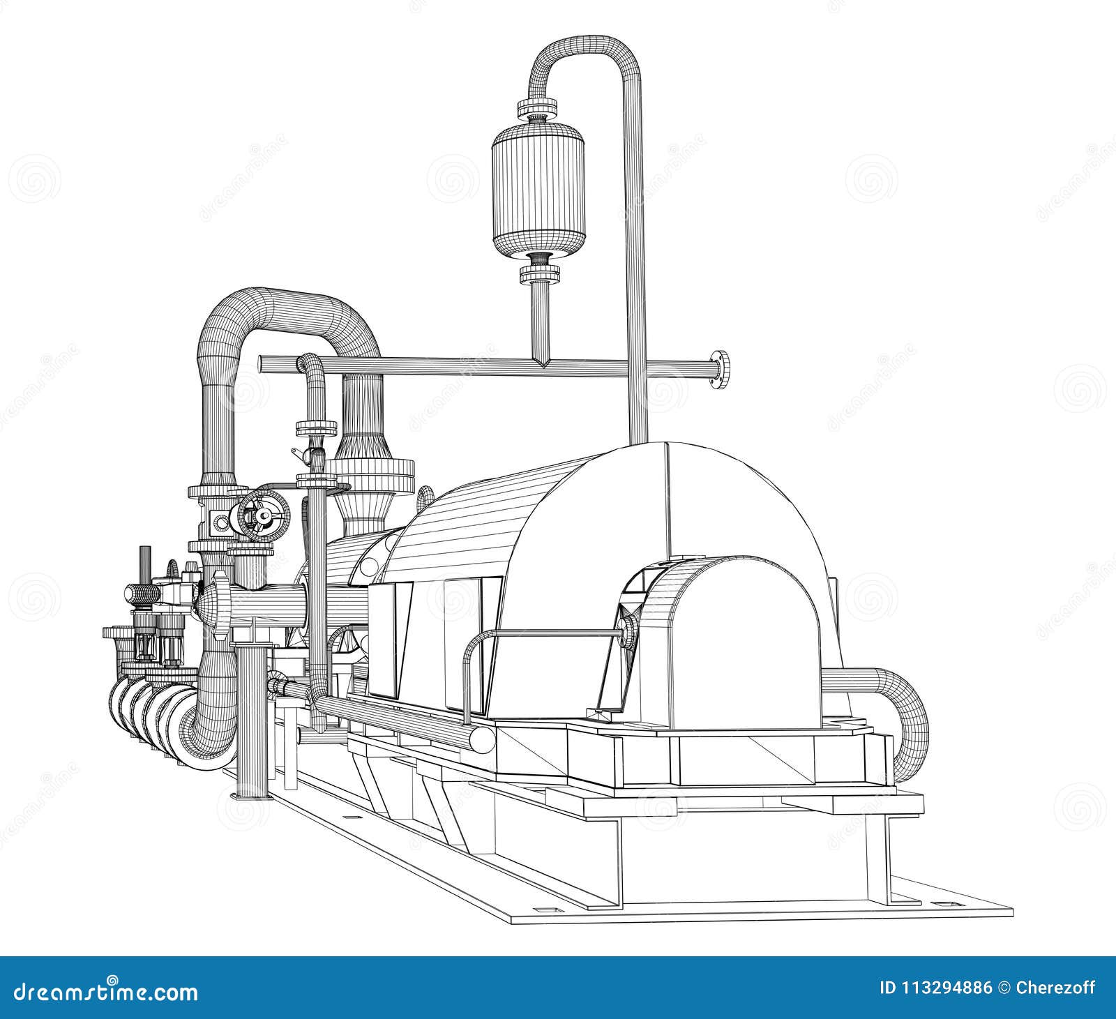 Wire-frame industrial pump stock illustration. Illustration of ...