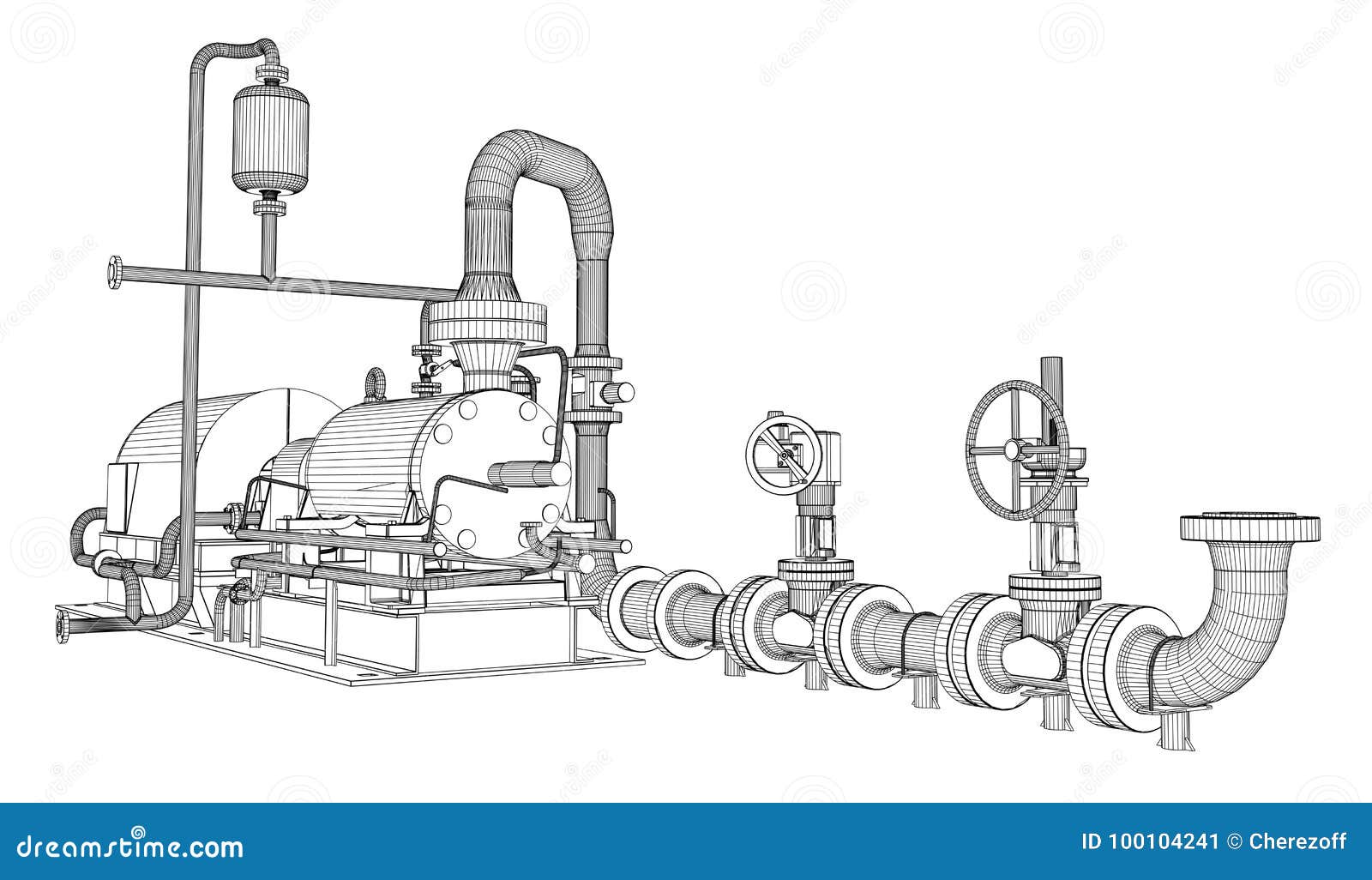 Wire-frame industrial pump stock vector. Illustration of isolated ...