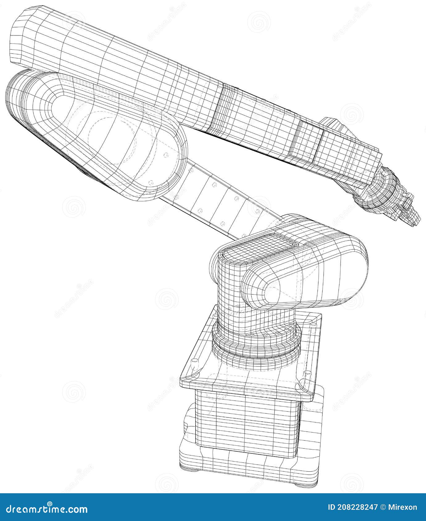 Wire-frame Industrial Robot Isolated on White. Vector Created of 3d ...