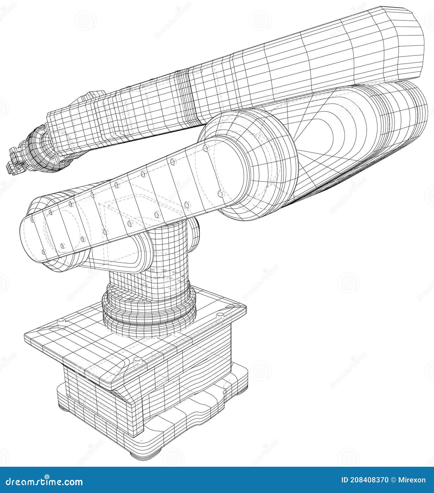 Wire-frame Industrial Robot Isolated on White. Vector Created of 3d ...