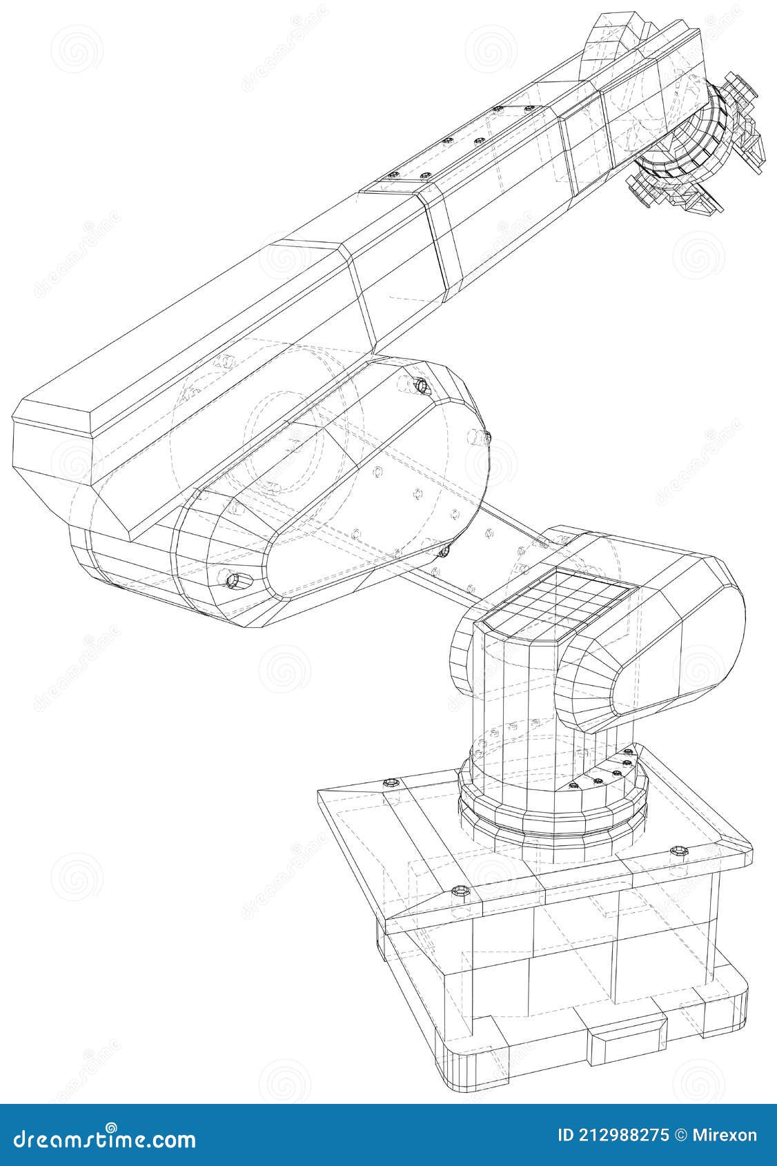 Wire-frame Industrial Robot Isolated on White. Vector Created of 3d ...