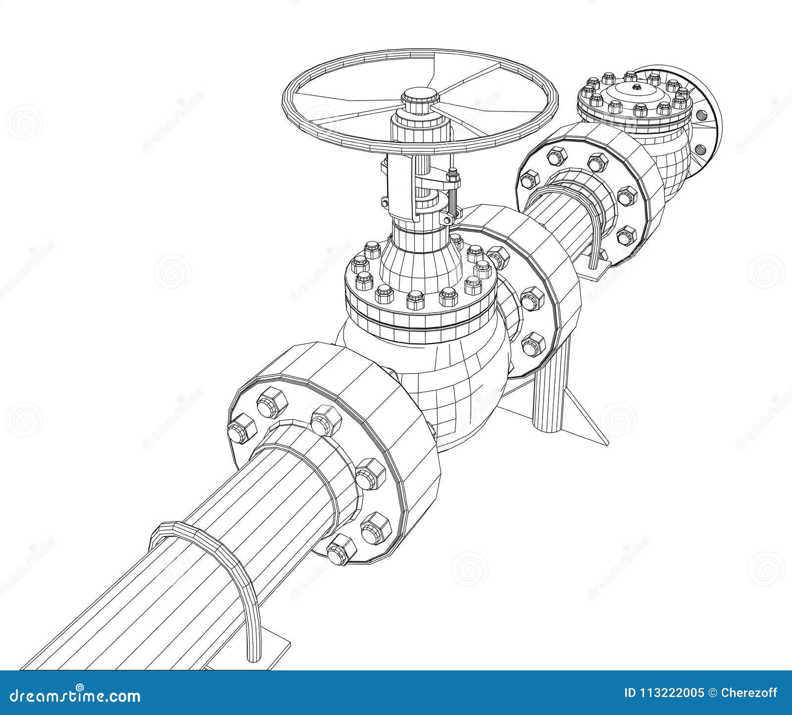 Wire-frame Industrial Valves Stock Illustration - Illustration of pump ...