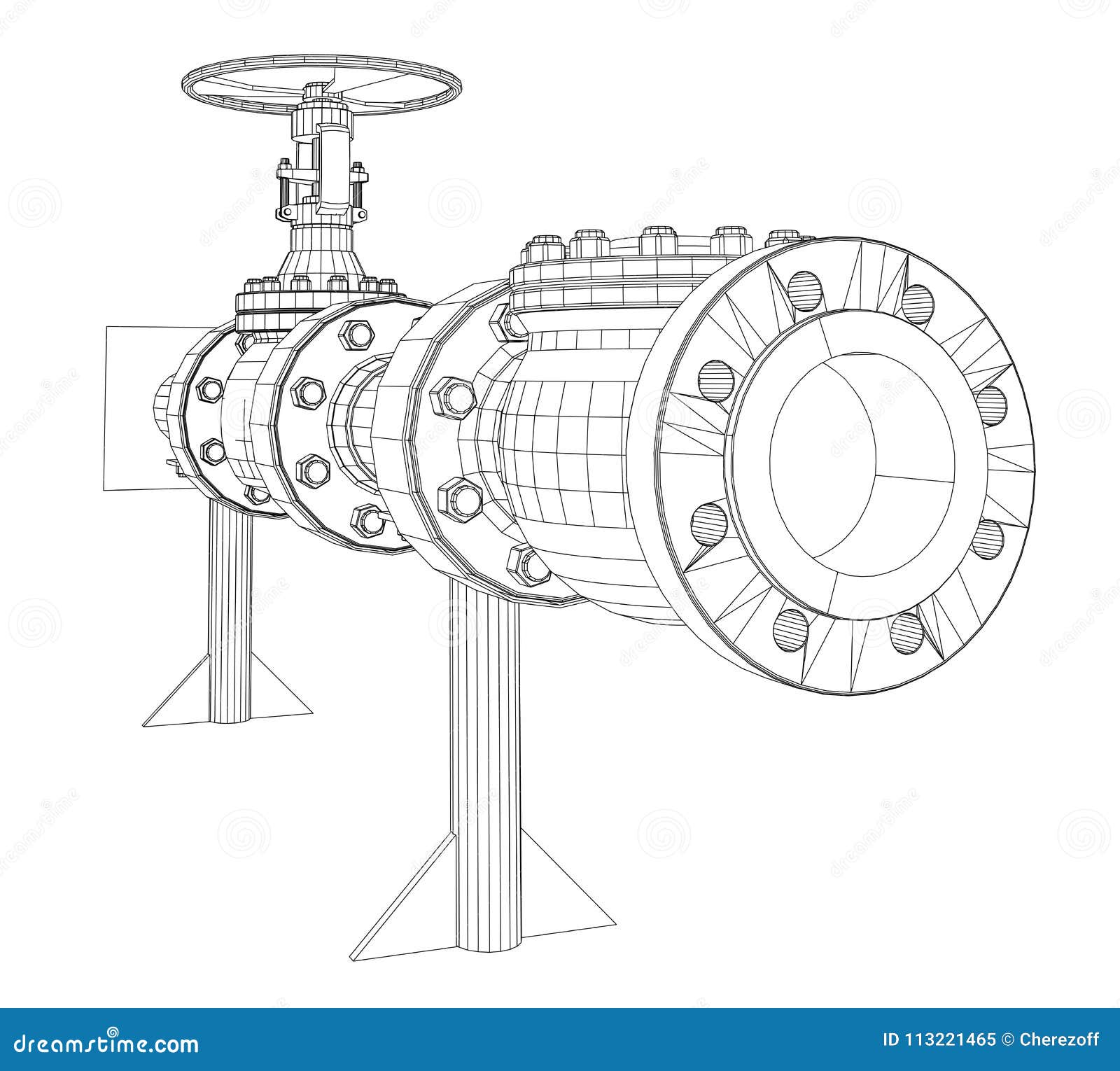 Wire-frame Industrial Valves Stock Illustration - Illustration of pump ...