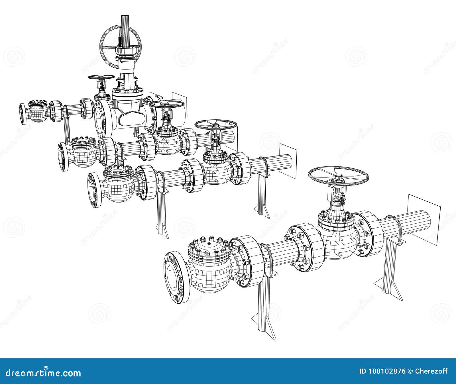 Wire-frame Industrial Valves Stock Vector - Illustration of factory ...