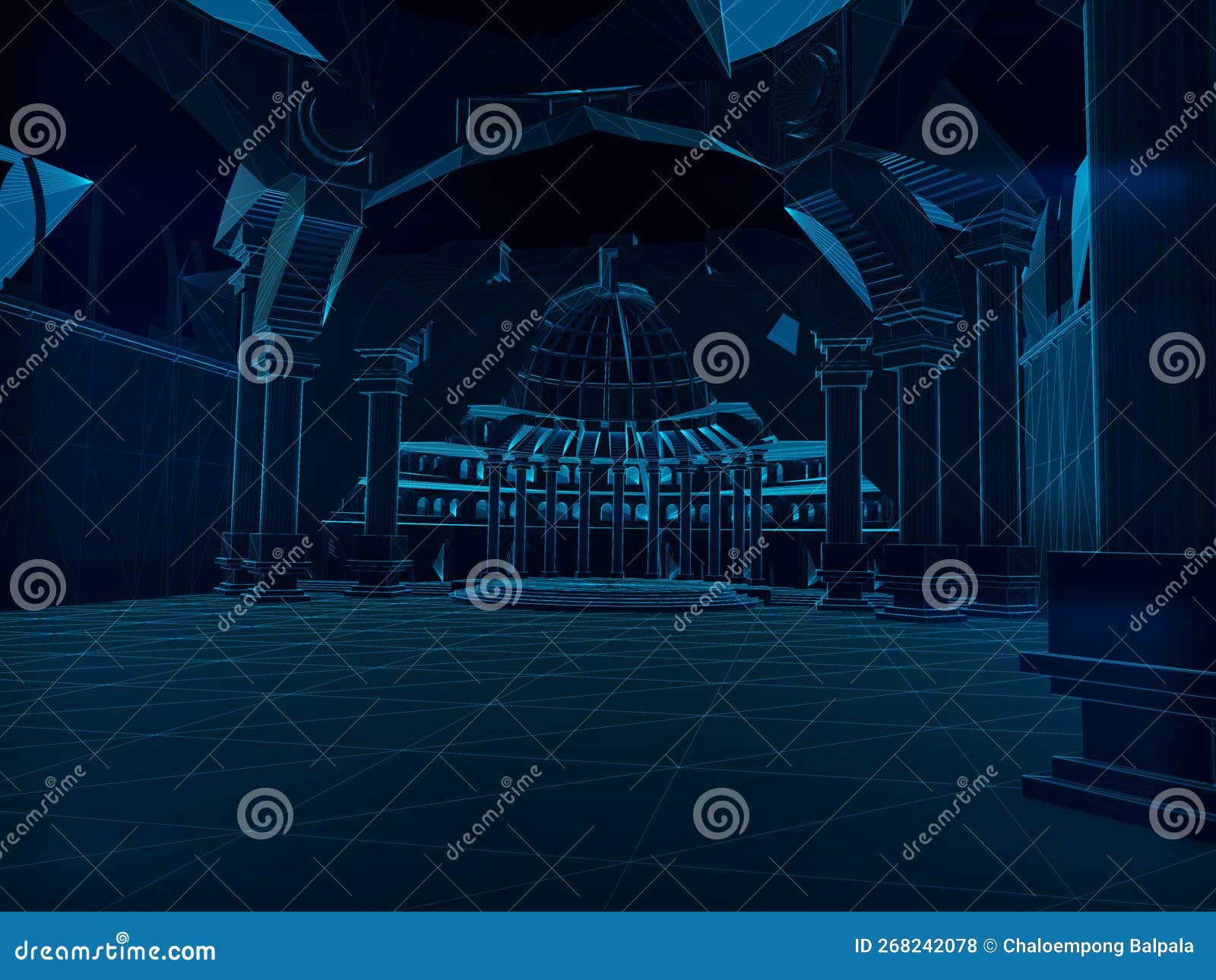 Wire Frame of Inside Church Building Model, Abstract Architecture ...