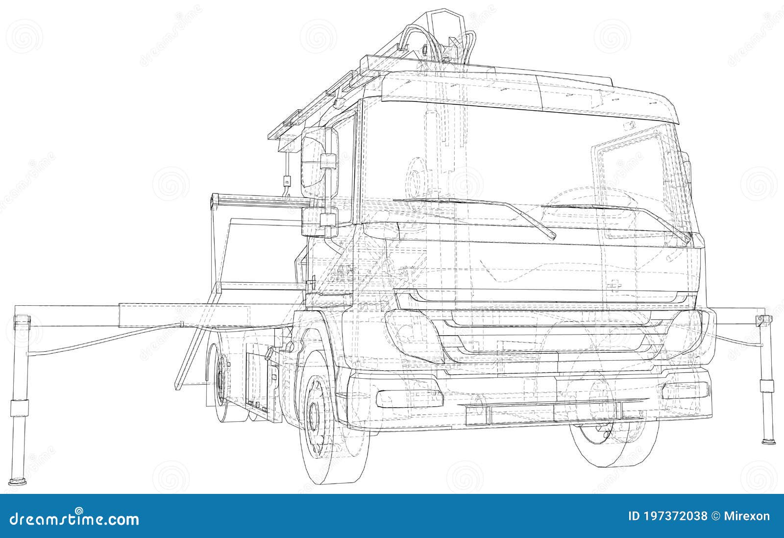 Wire-frame Line Illustrations of Tow Trucks. EPS10 Format Stock Vector ...