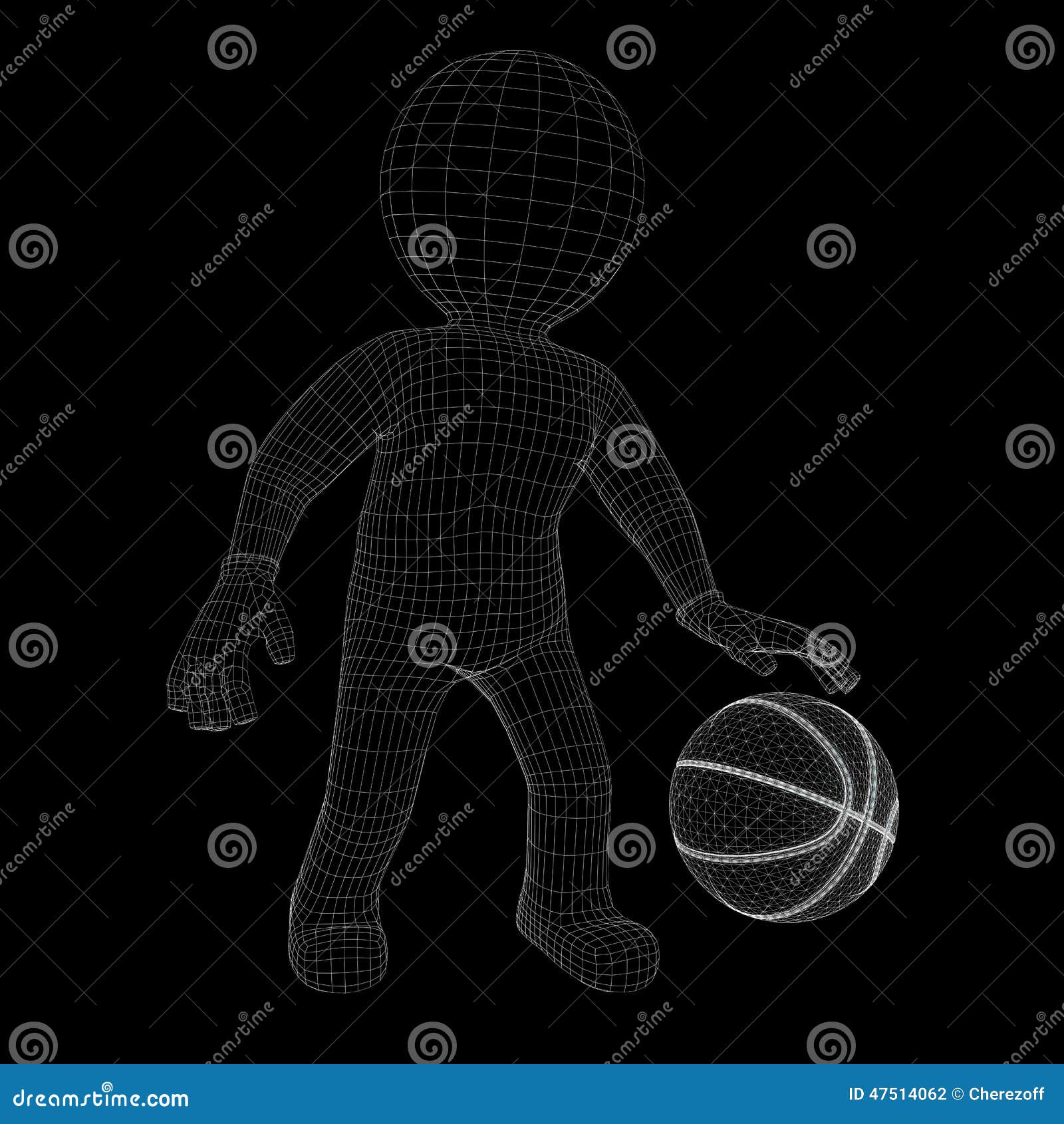 Wire-frame Man with Basket-ball Stock Photo - Image of basketball ...