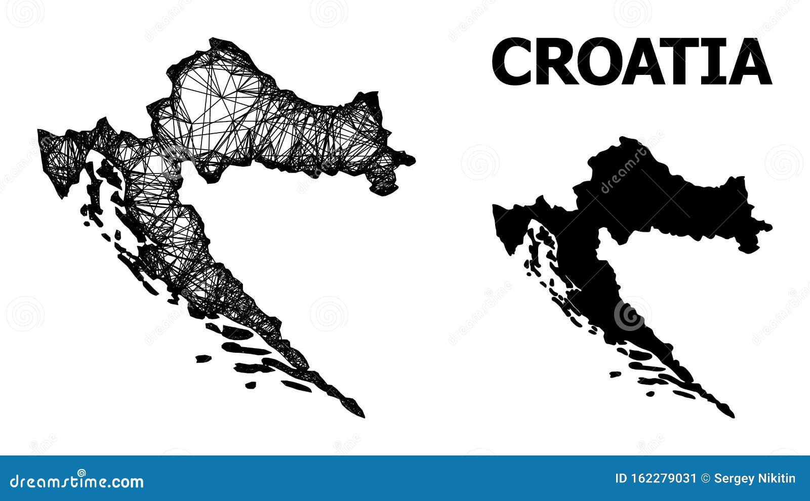 Wire Frame Map of Croatia stock illustration. Illustration of national ...