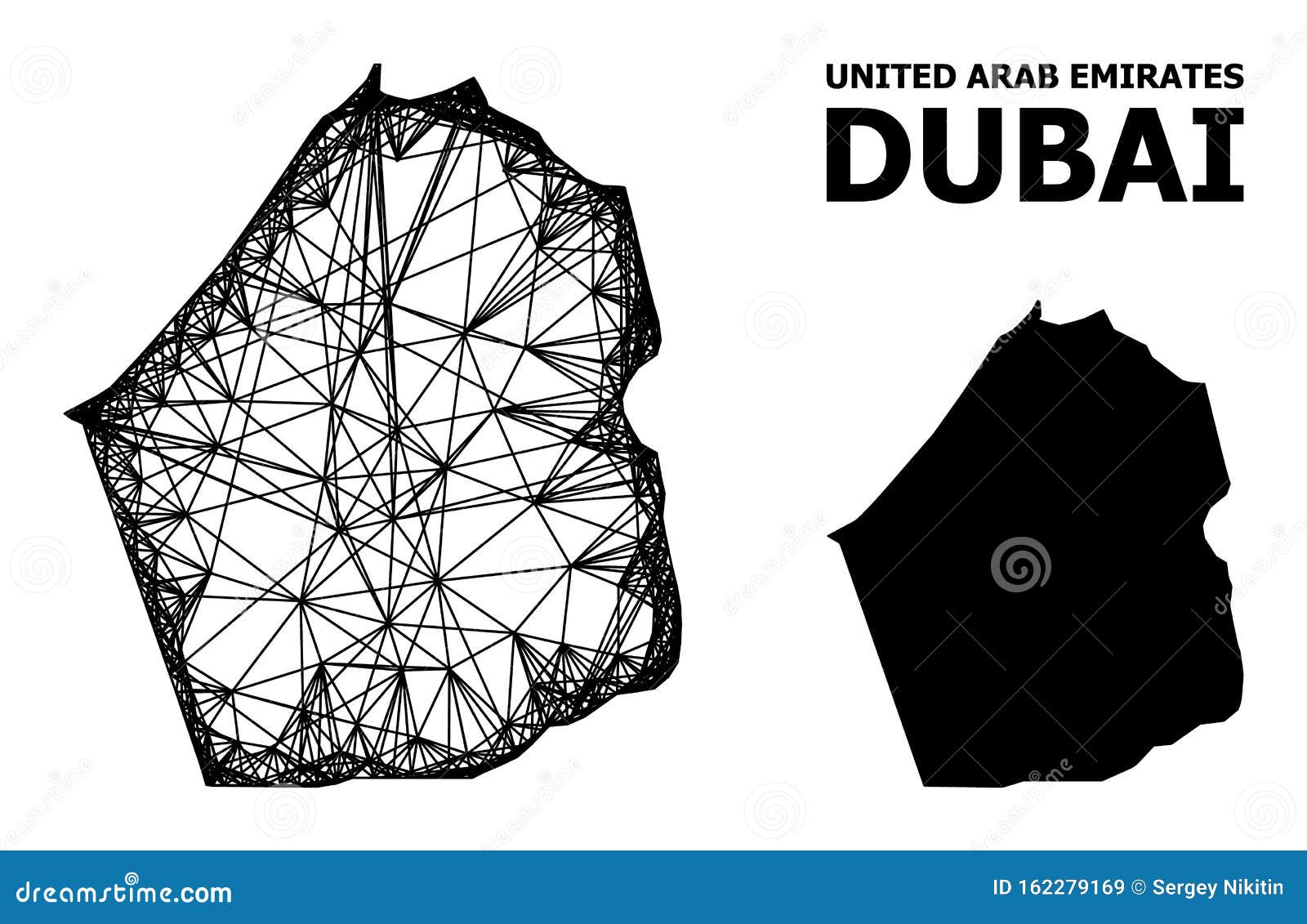 Wire Frame Map of Dubai Emirate Stock Illustration - Illustration of ...