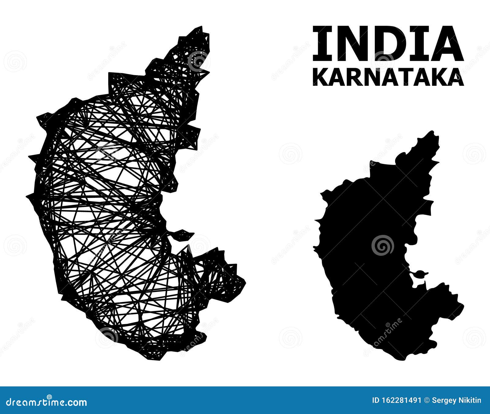 Wire Frame Map of Karnataka State Stock Illustration - Illustration of ...