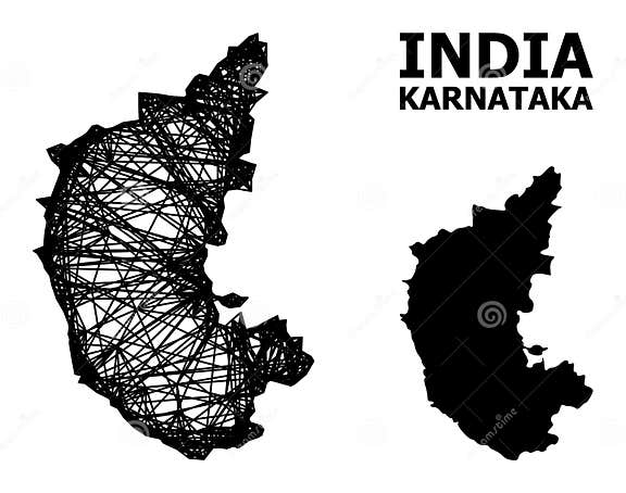 Wire Frame Map of Karnataka State Stock Illustration - Illustration of ...