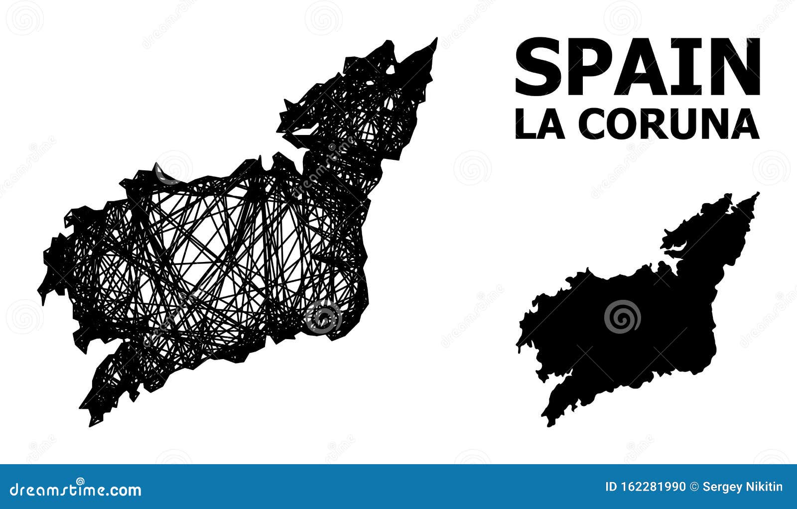 Wire Frame Map of La Coruna Province Stock Illustration - Illustration ...