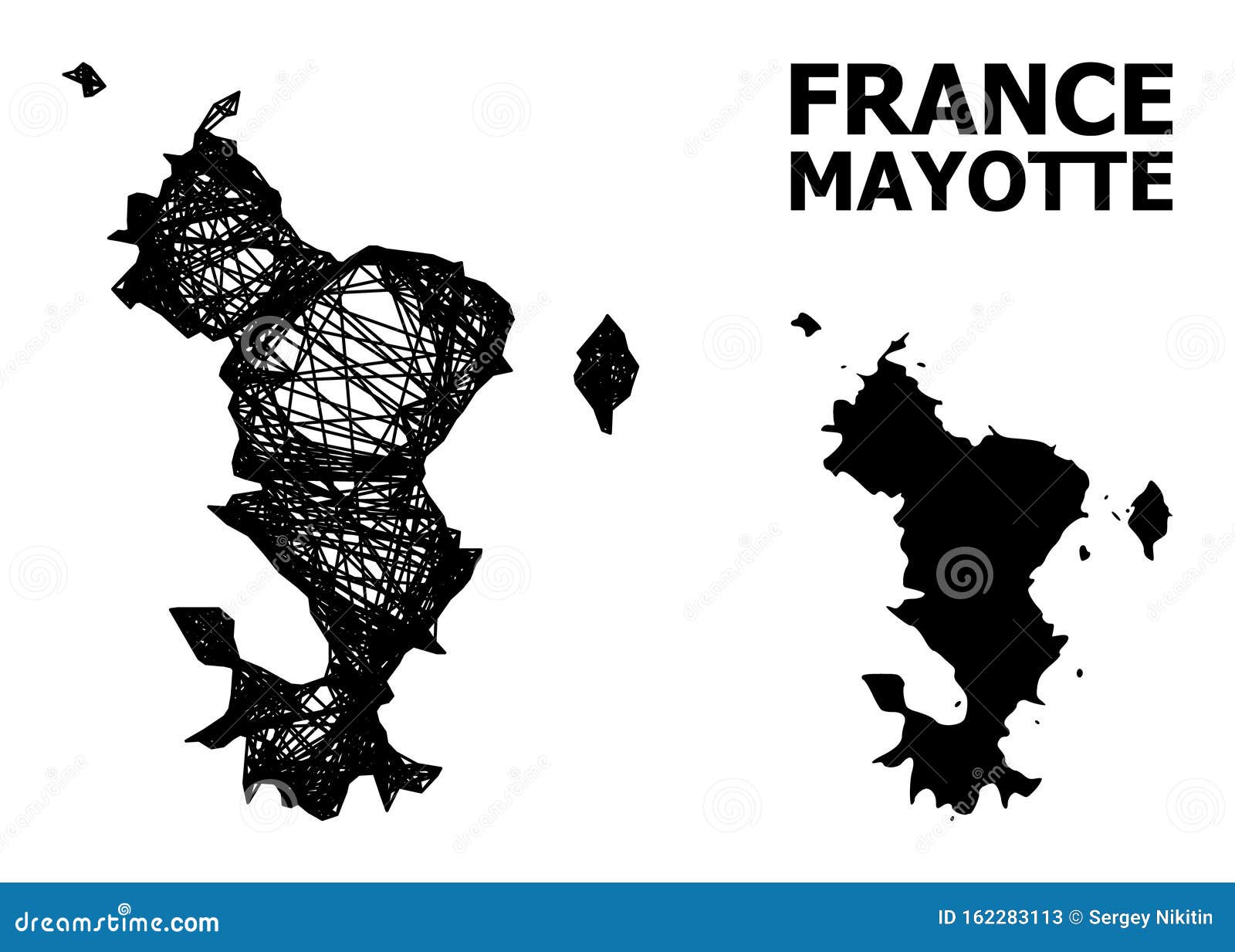 Wire Frame Map of Mayotte Islands Stock Illustration - Illustration of ...