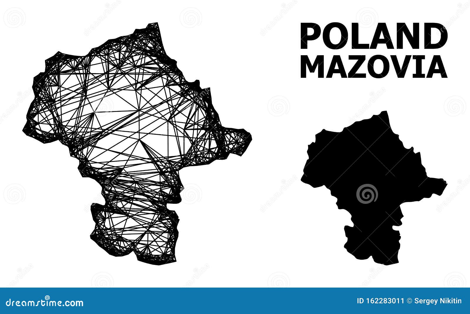 Wire Frame Map of Mazovia Province Stock Illustration - Illustration of ...