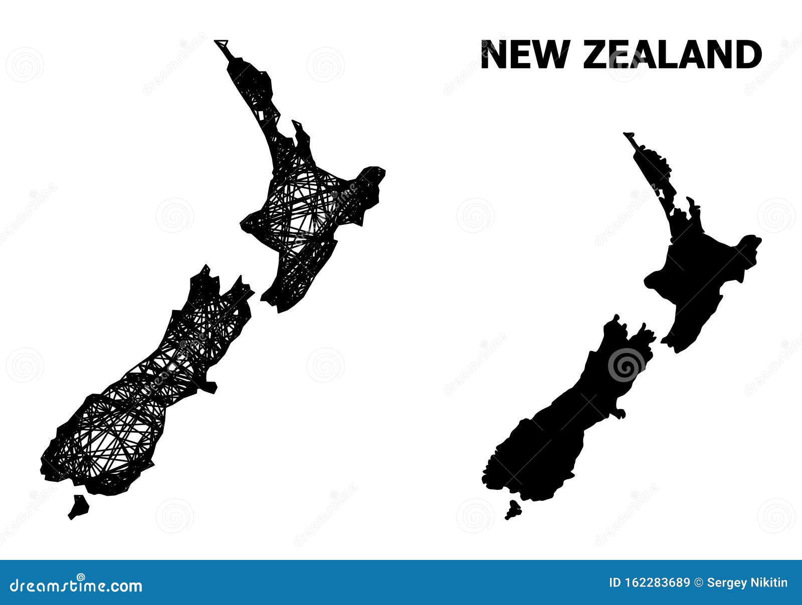 Wire Frame Map of New Zealand Stock Illustration - Illustration of ...