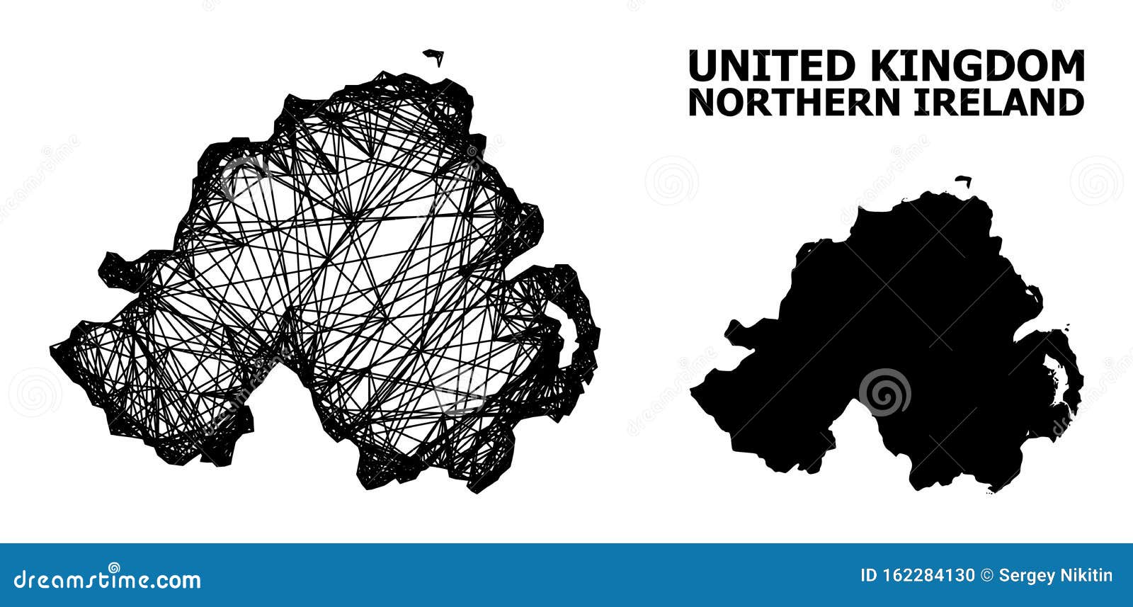 Wire Frame Map of Northern Ireland Stock Illustration - Illustration of ...