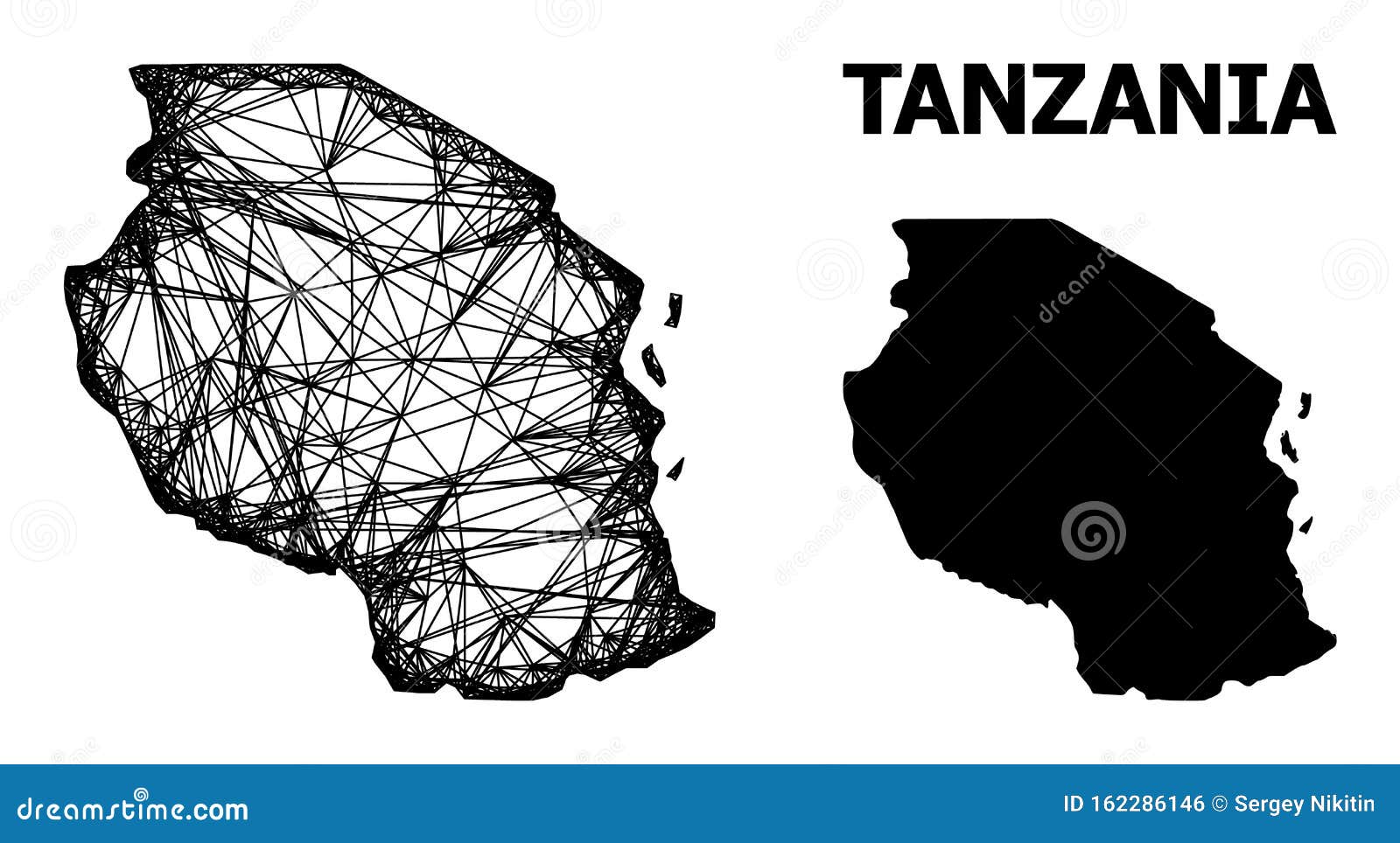 Wire Frame Map of Tanzania stock illustration. Illustration of concept ...