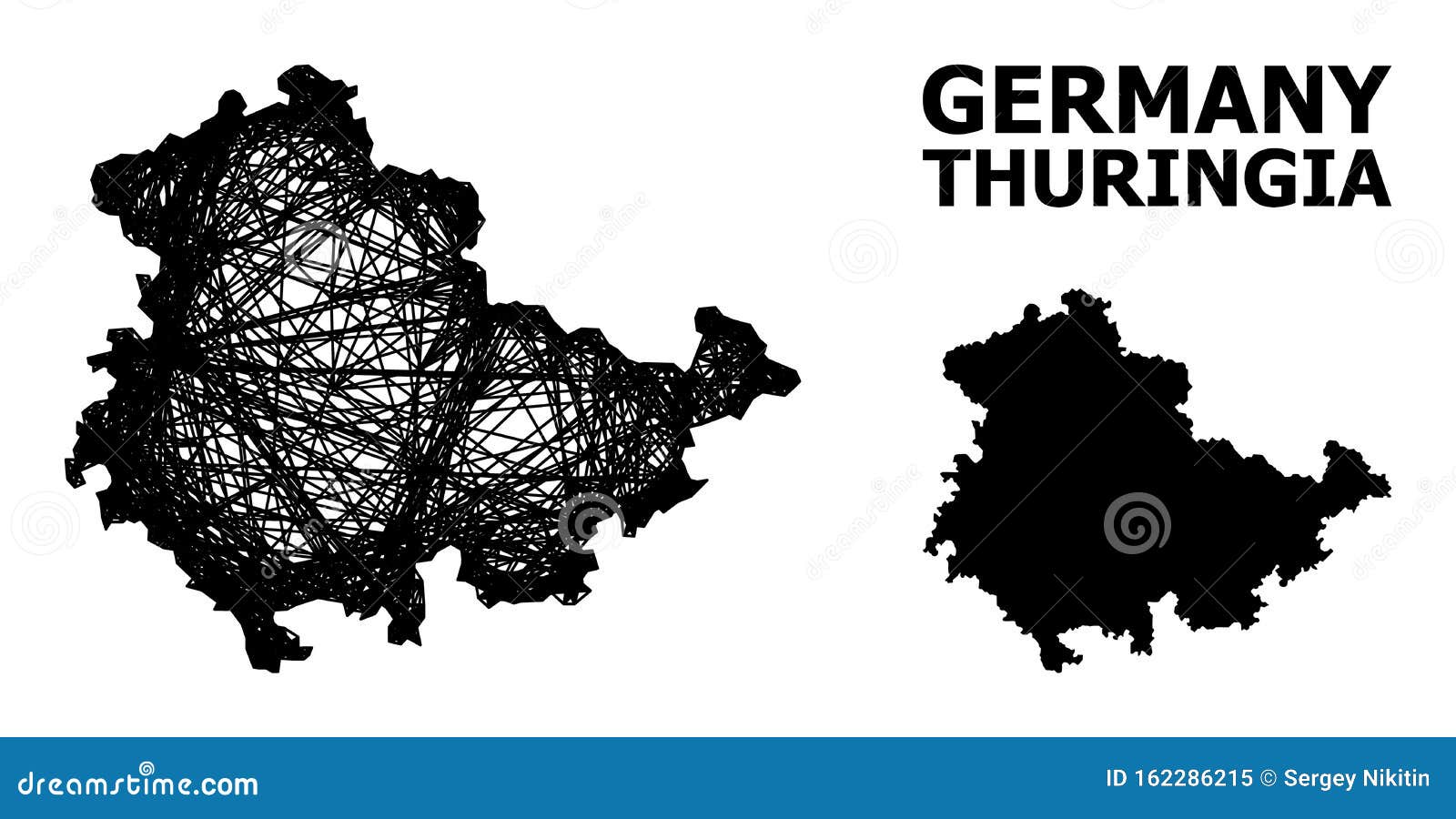 Wire Frame Map of Thuringia State Stock Illustration - Illustration of ...