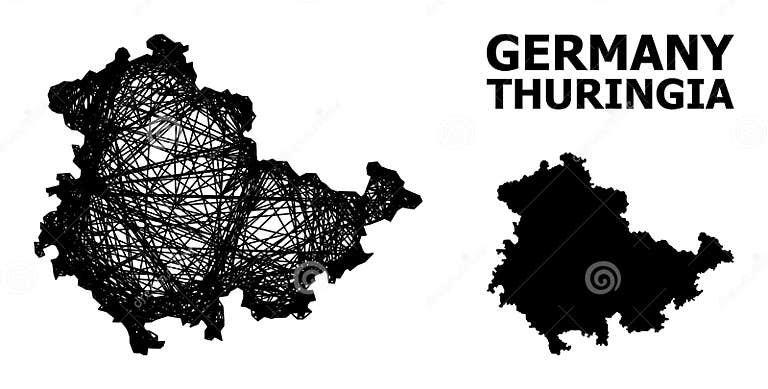 Wire Frame Map of Thuringia State Stock Illustration - Illustration of ...