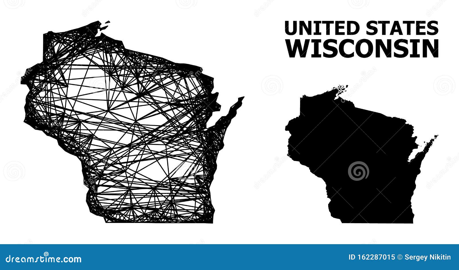 Wire Frame Map of Wisconsin State Stock Illustration - Illustration of ...