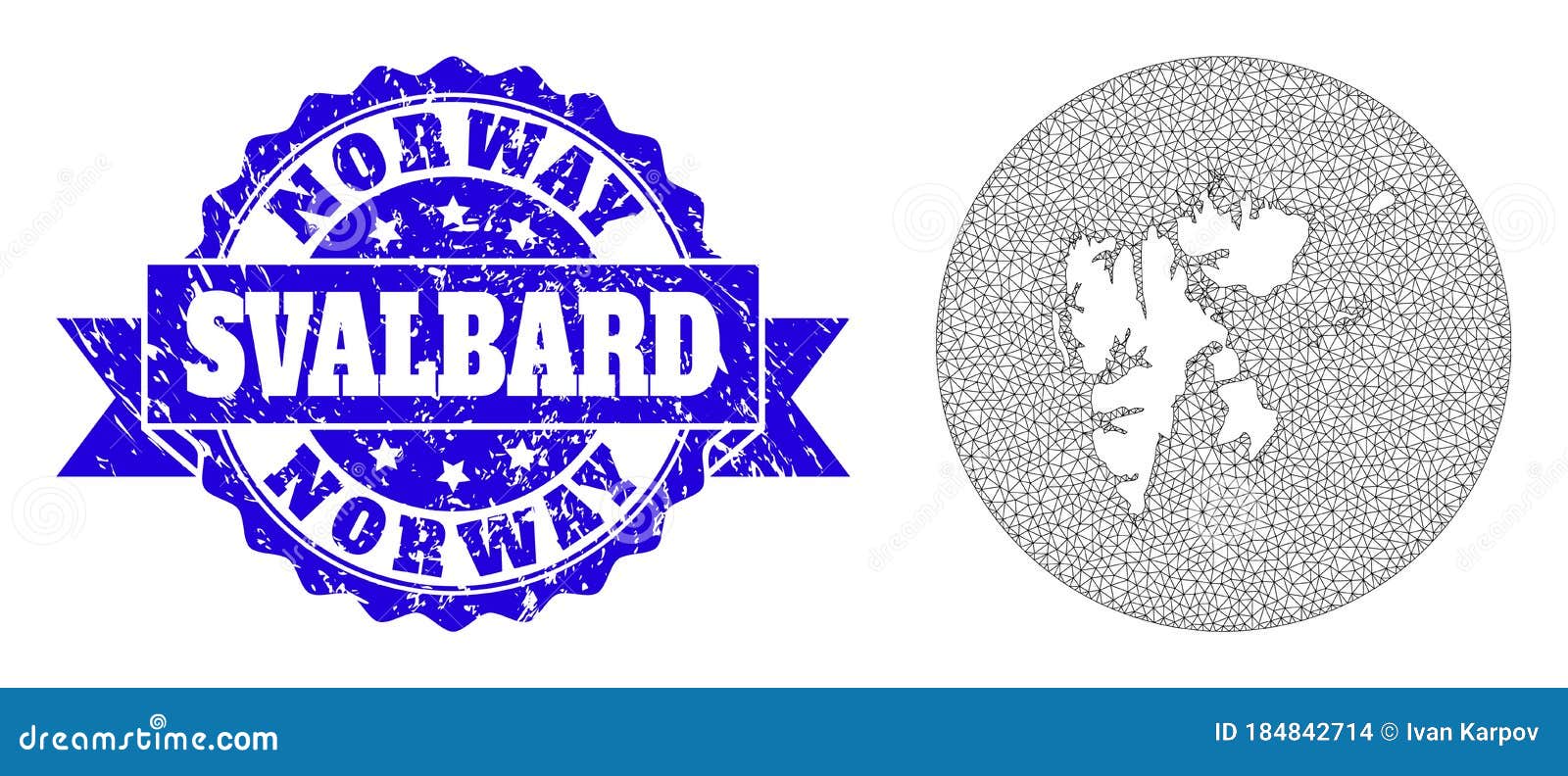Wire Frame Mesh Circle Inverted Map of Svalbard Islands with Grunge ...