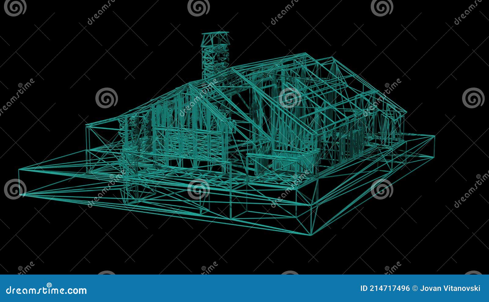 Wire frame model of house stock illustration. Illustration of ...
