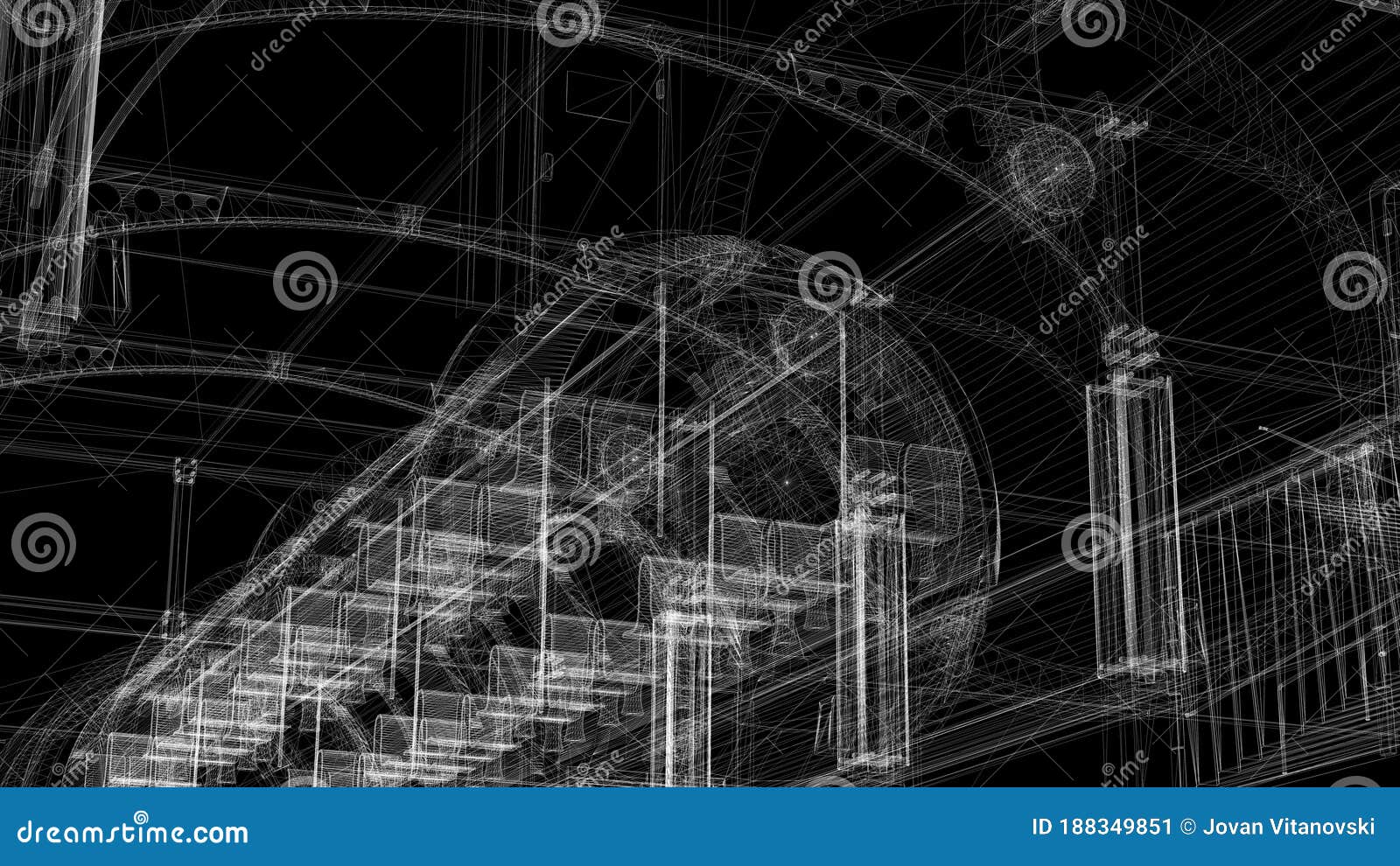 Wire Frame Model of Industrial Buildings Stock Illustration ...
