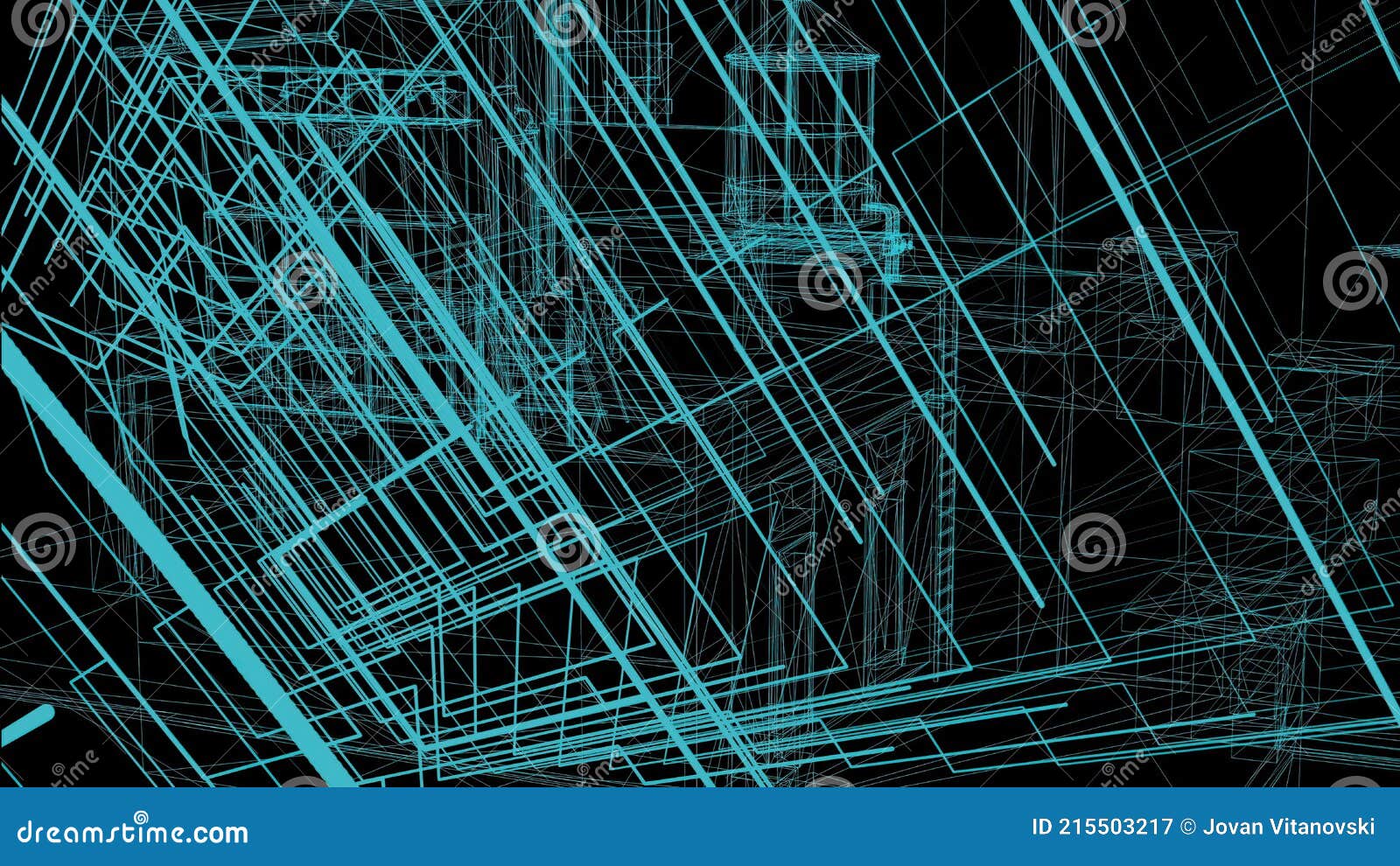 Wire Frame Model of Industrial Buildings Stock Illustration ...