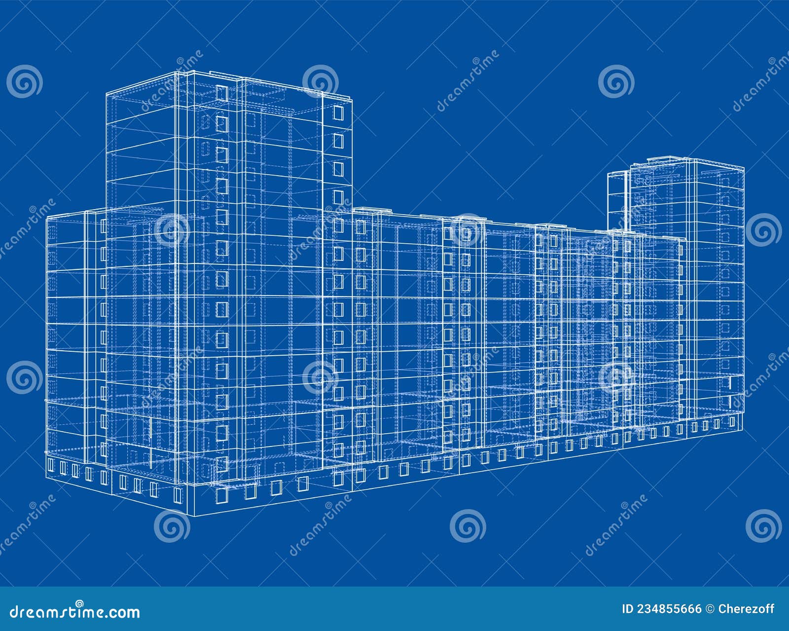 Wire-frame Model of a Multi-storey Building Stock Illustration ...