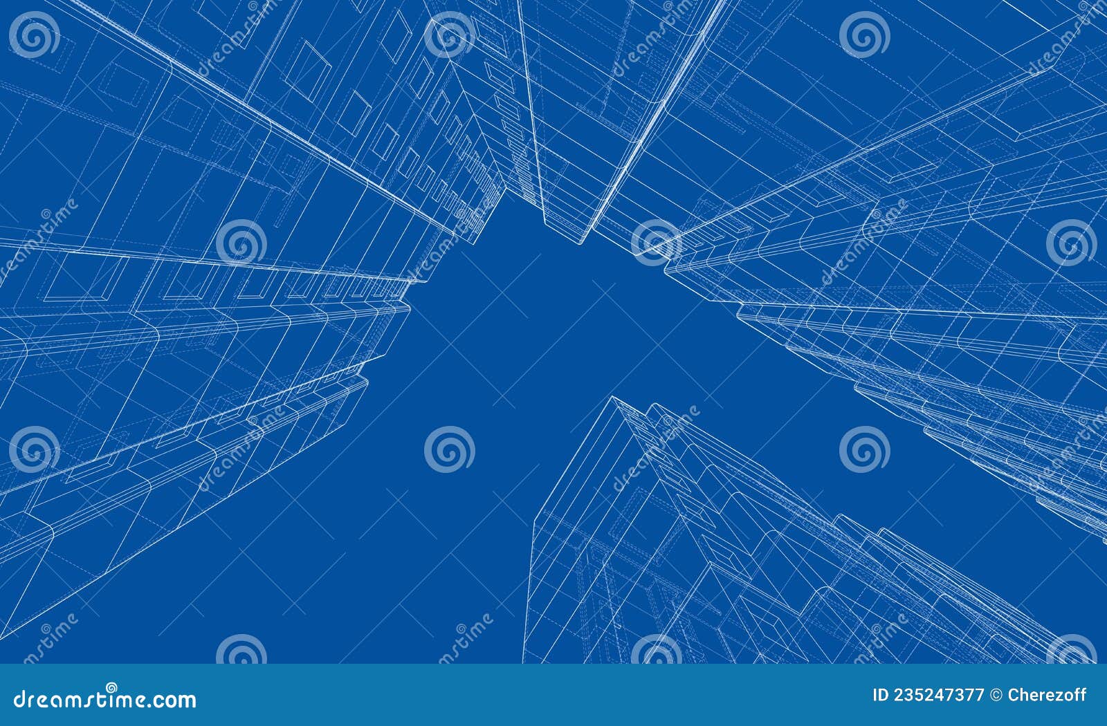Wire-frame Model of a Multi-storey Building Stock Illustration ...