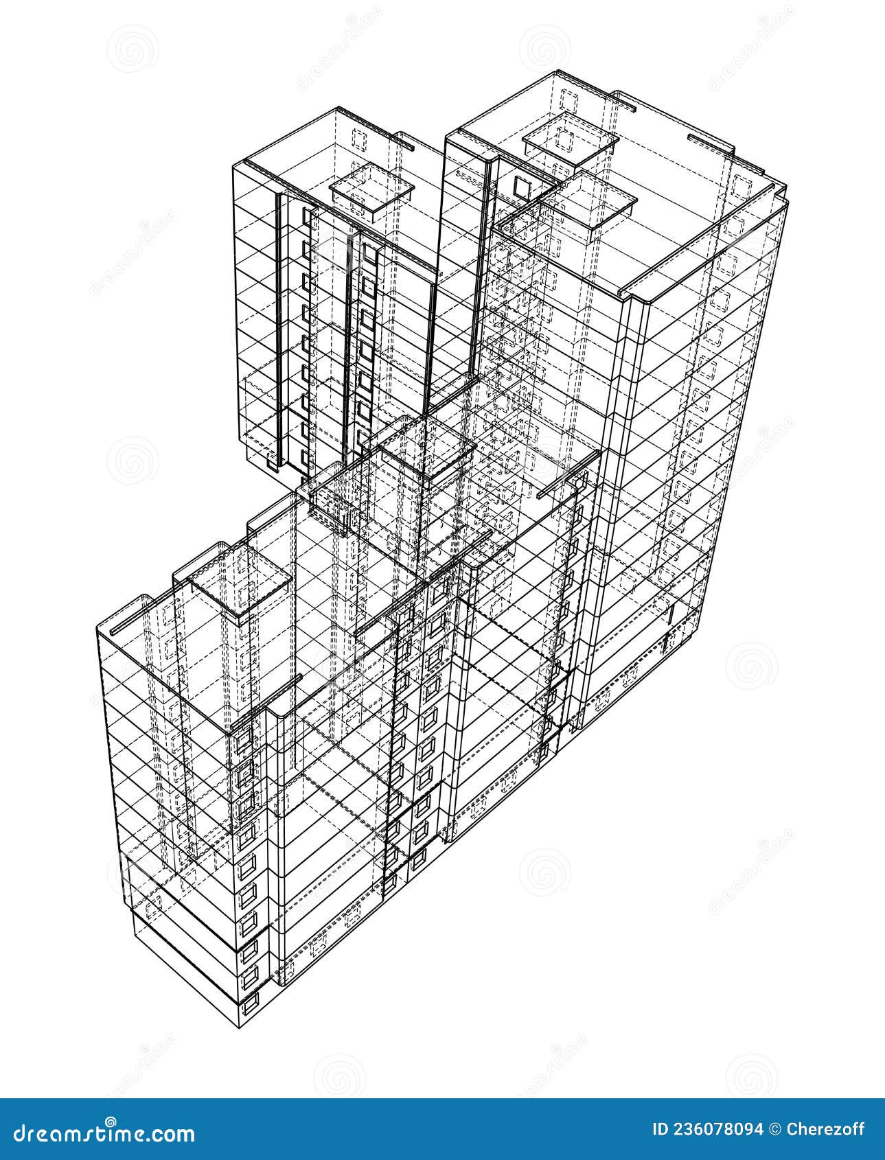 Wire-frame Model of a Multi-storey Building Stock Illustration ...