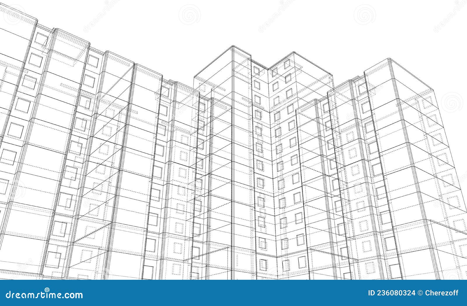 Wire-frame Model of a Multi-storey Building Stock Illustration ...