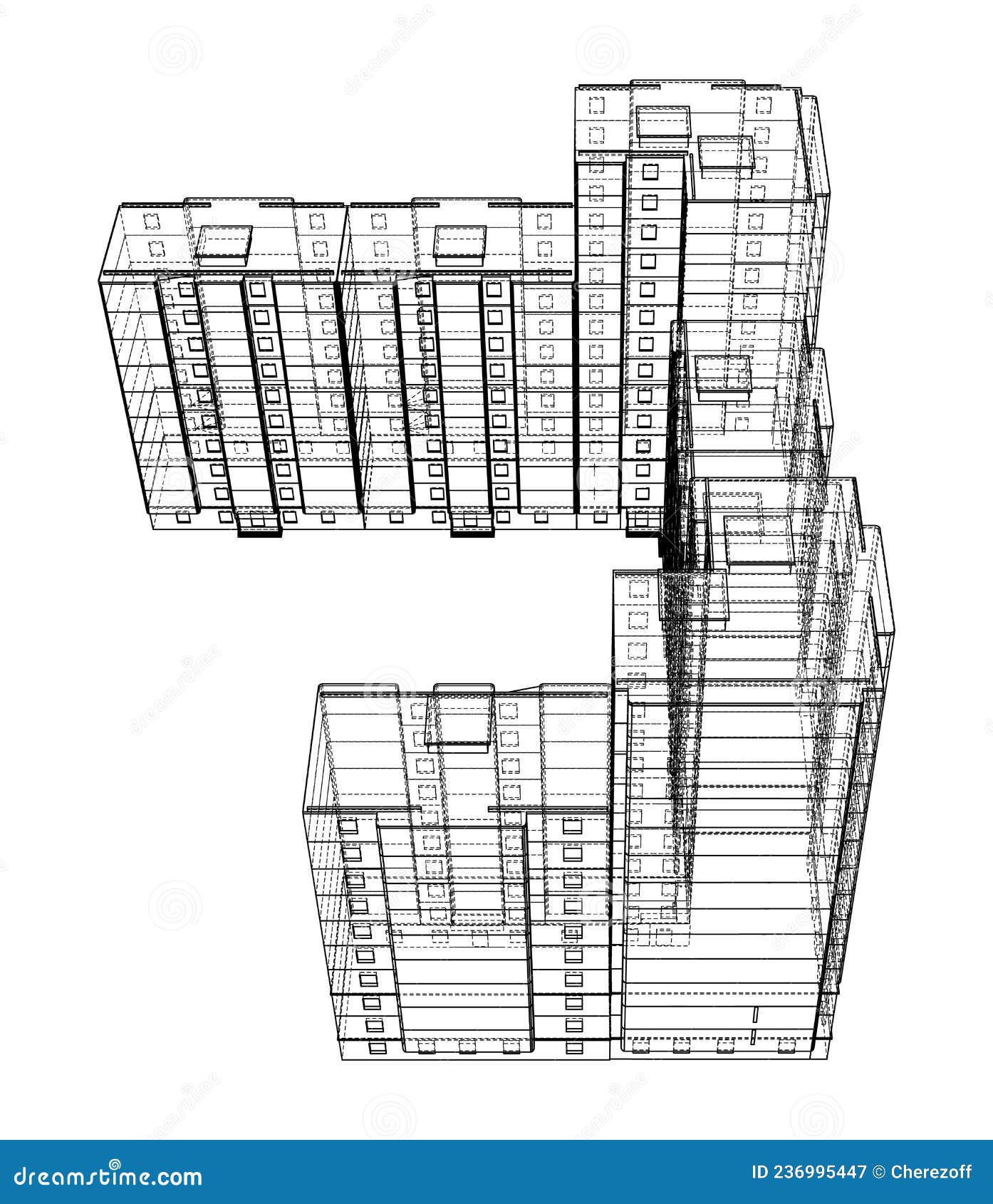 Wire-frame Model of a Multi-storey Building Stock Illustration ...