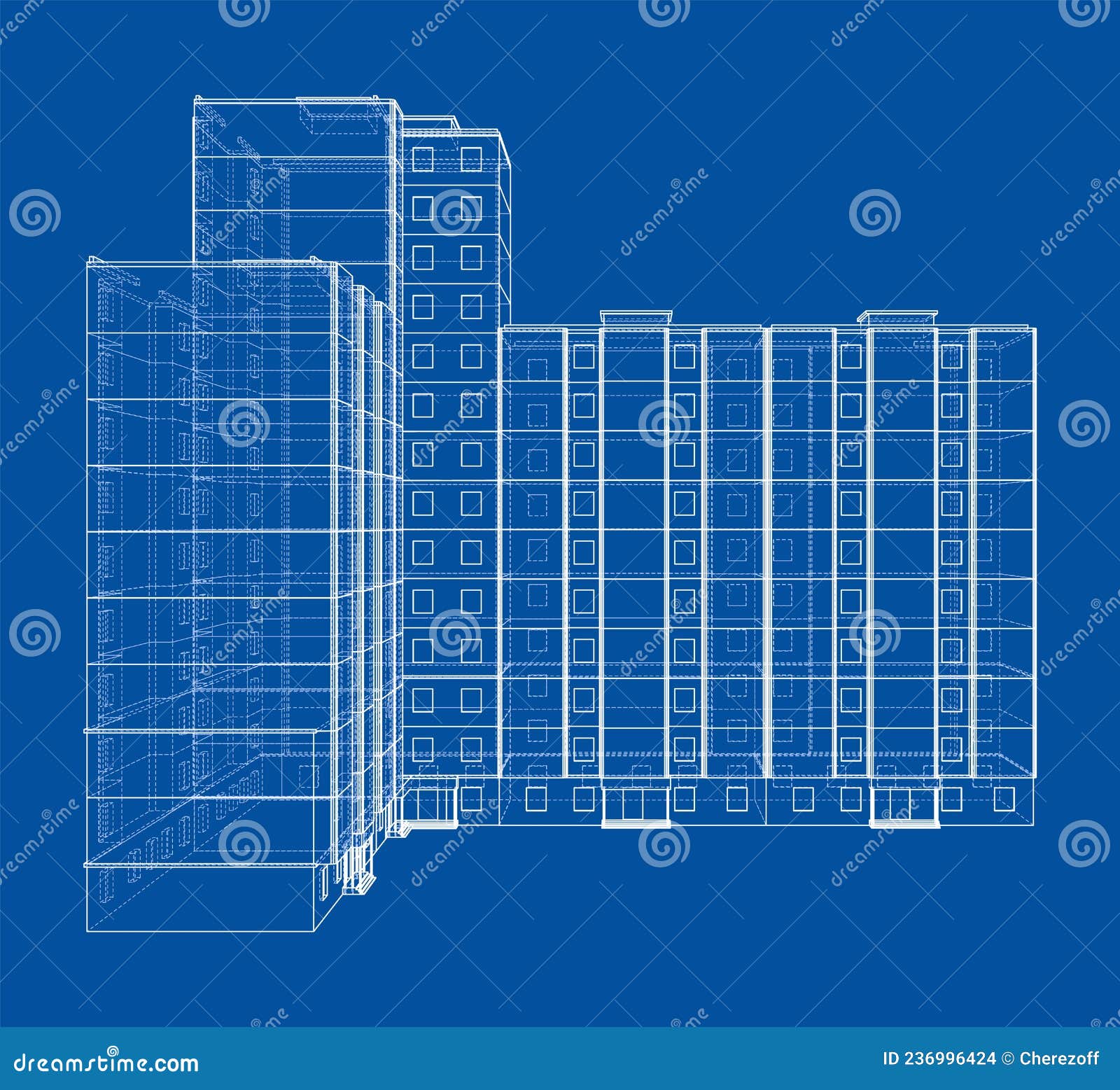 Wire-frame Model of a Multi-storey Building Stock Illustration ...