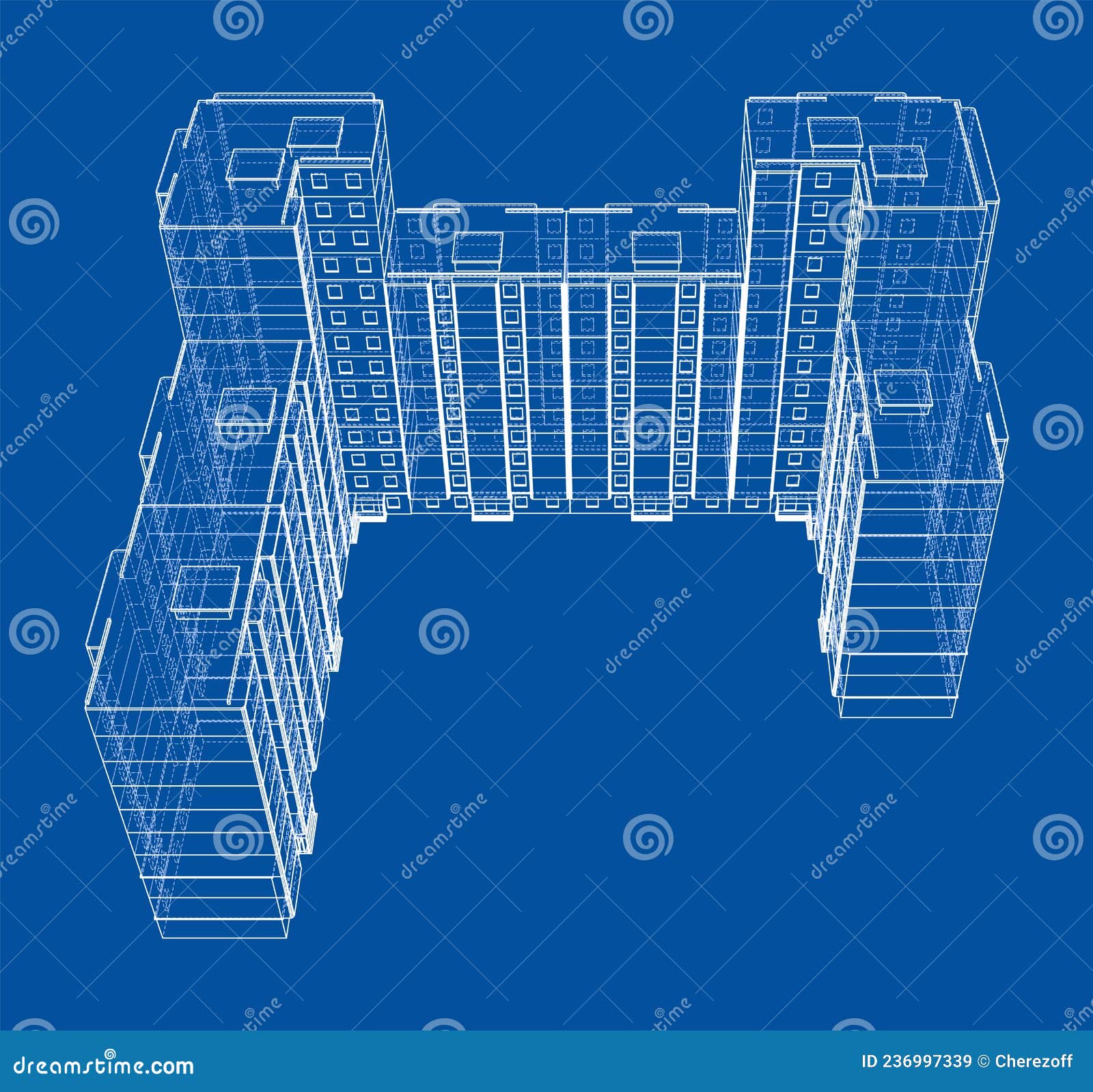 Wire-frame Model of a Multi-storey Building Stock Illustration ...
