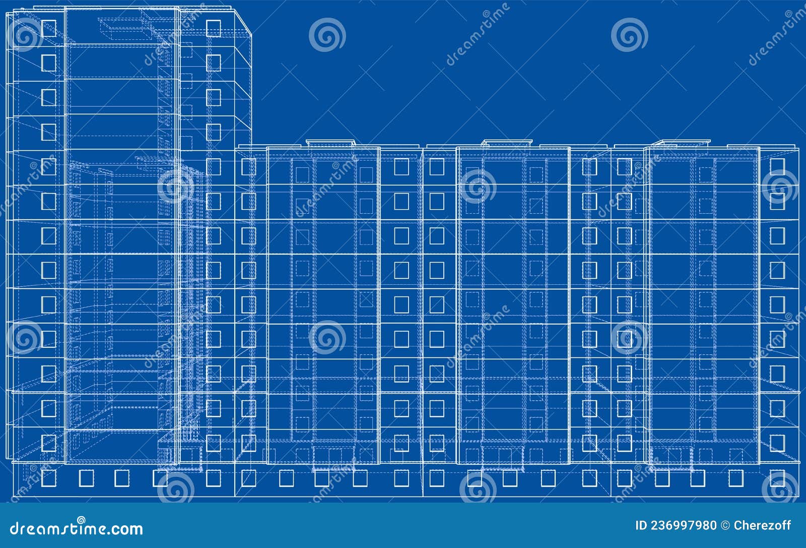 Wire-frame Model of a Multi-storey Building Stock Illustration ...