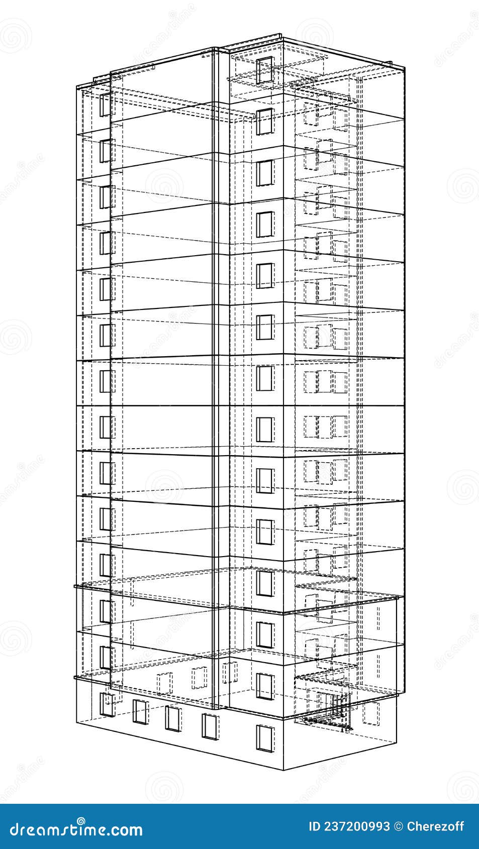 Wire-frame Model of a Multi-storey Building Stock Illustration ...