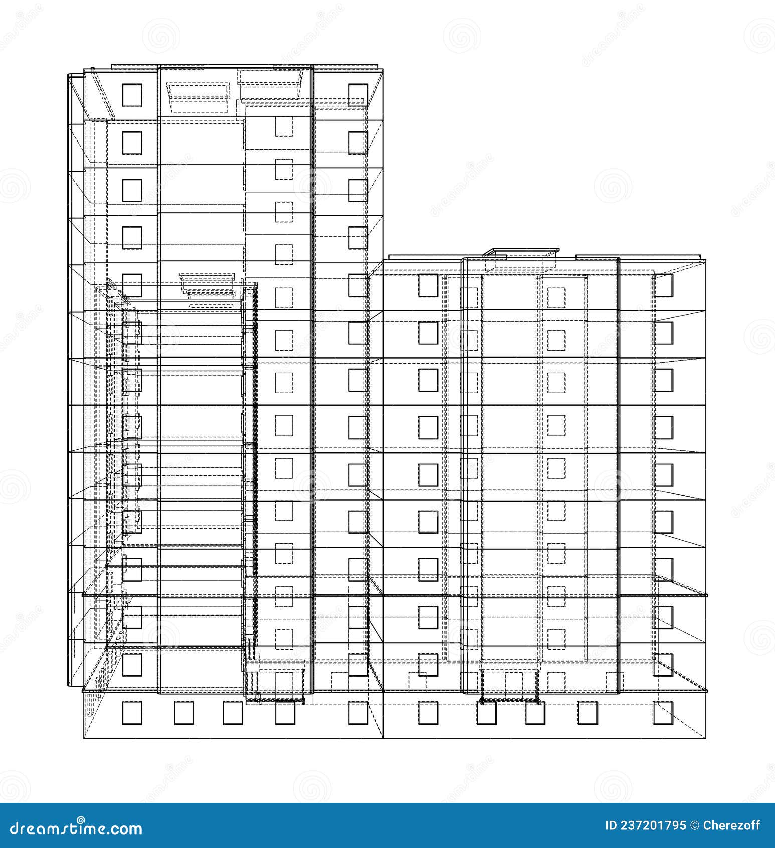 Wire-frame Model of a Multi-storey Building Stock Illustration ...