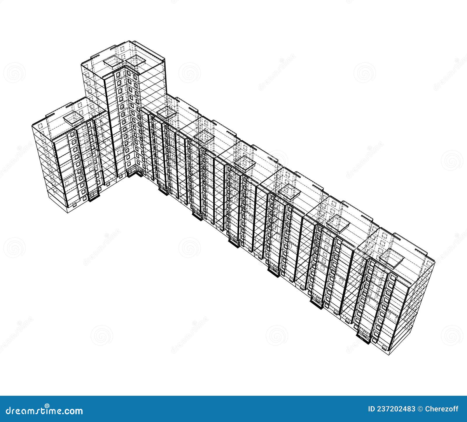 Wire-frame Model of a Multi-storey Building Stock Illustration ...