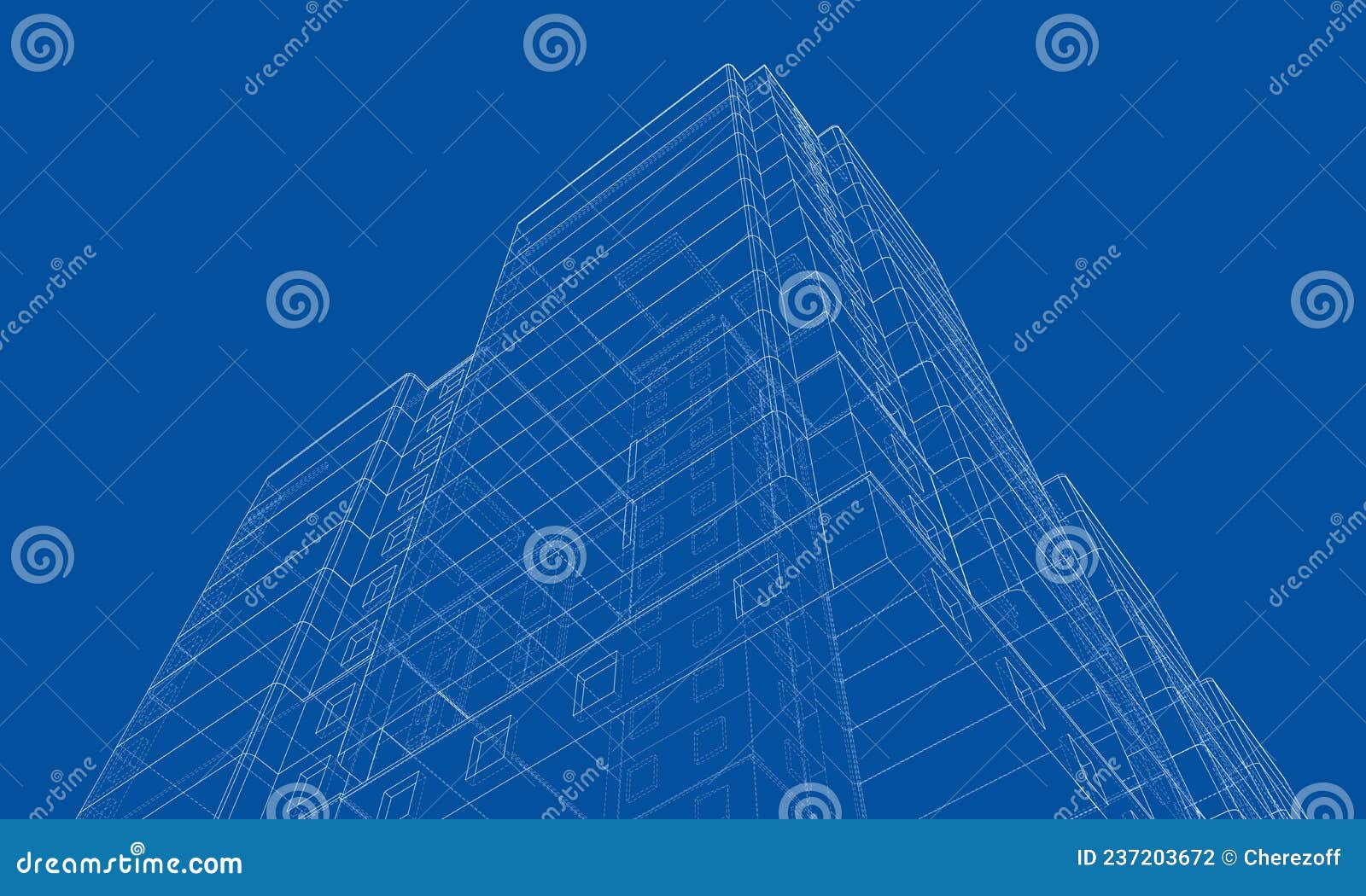 Wire-frame Model of a Multi-storey Building Stock Photo - Image of ...