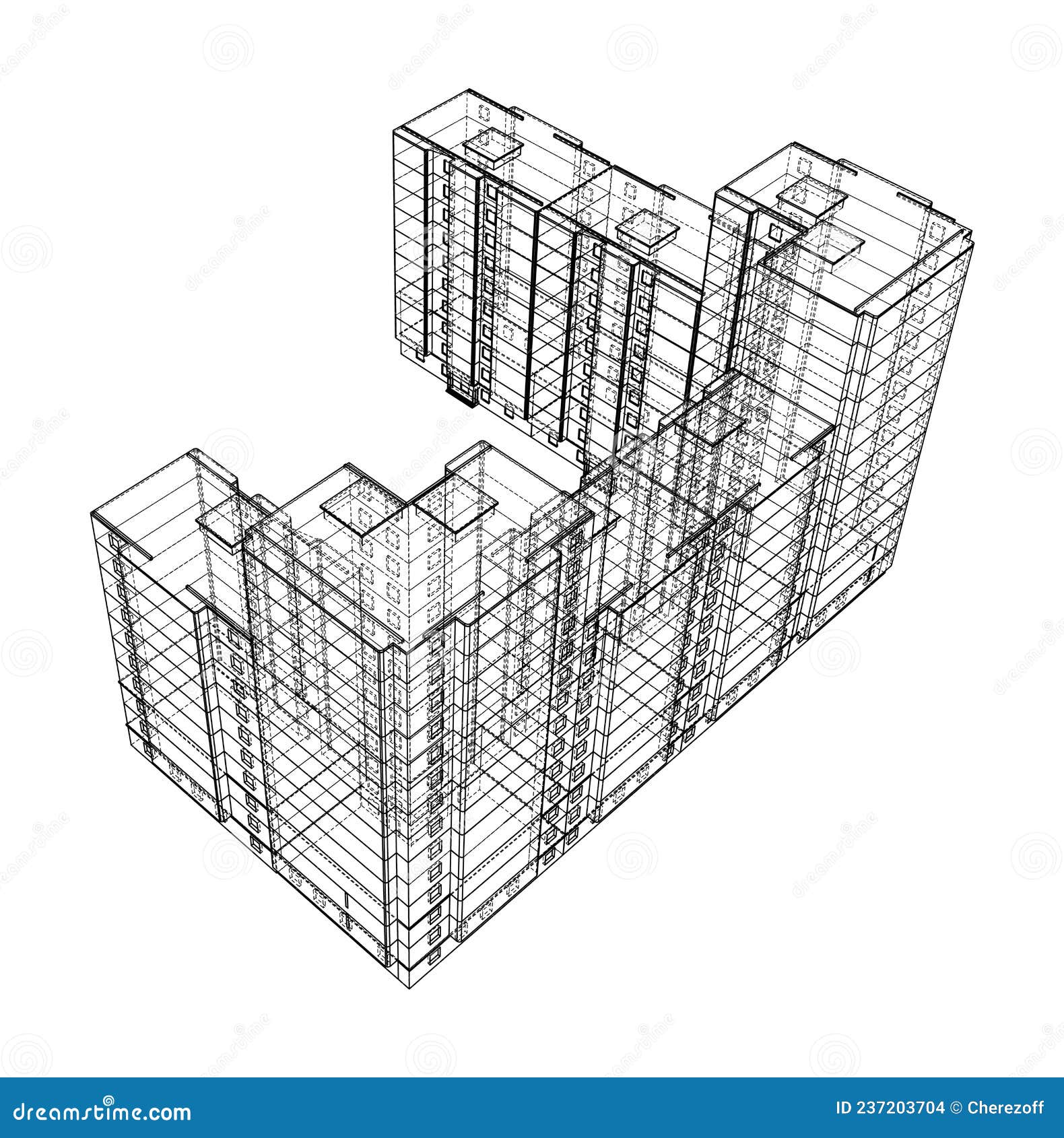 Wire-frame Model of a Multi-storey Building Stock Illustration ...