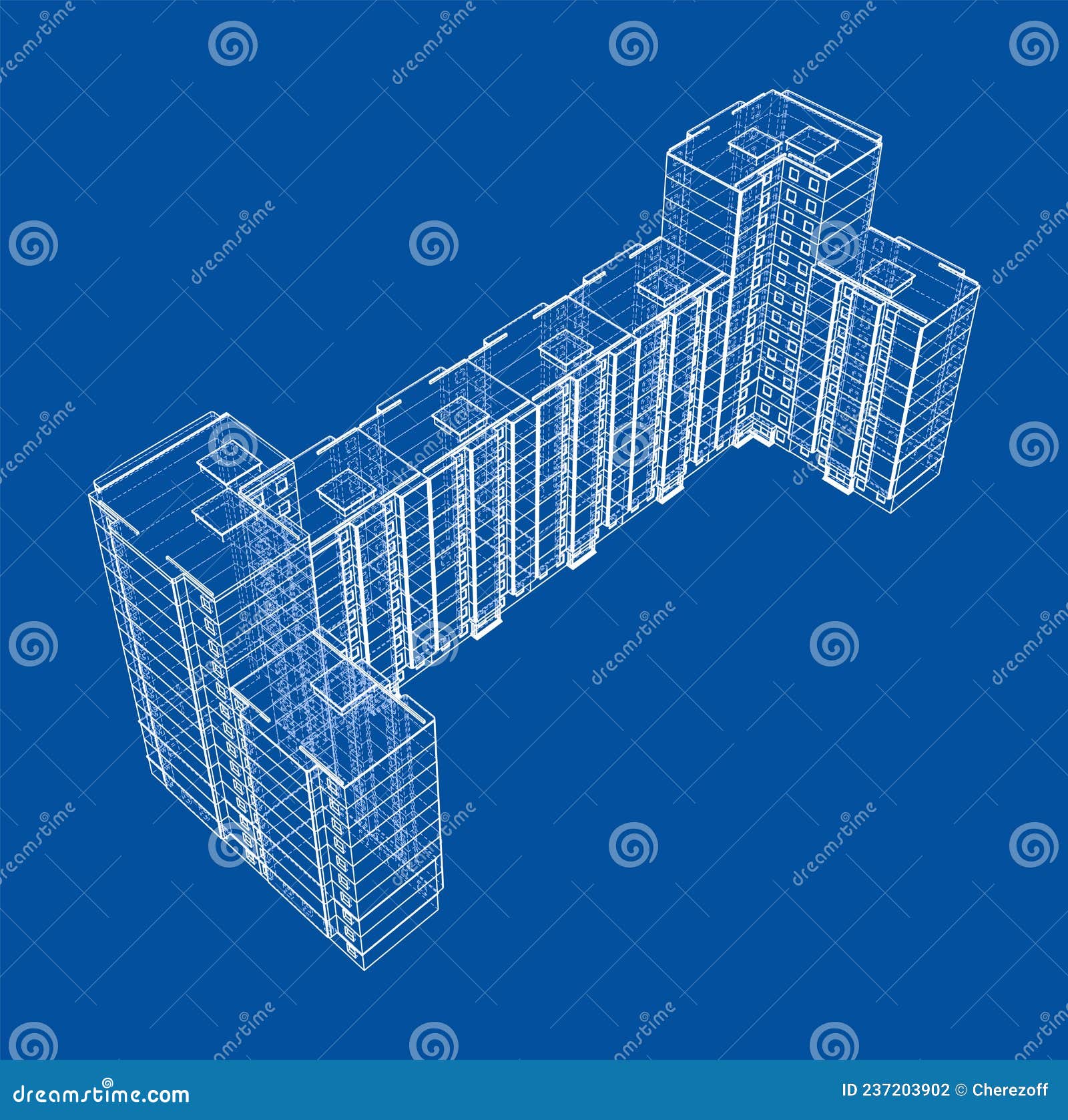 Wire-frame Model of a Multi-storey Building Stock Illustration ...