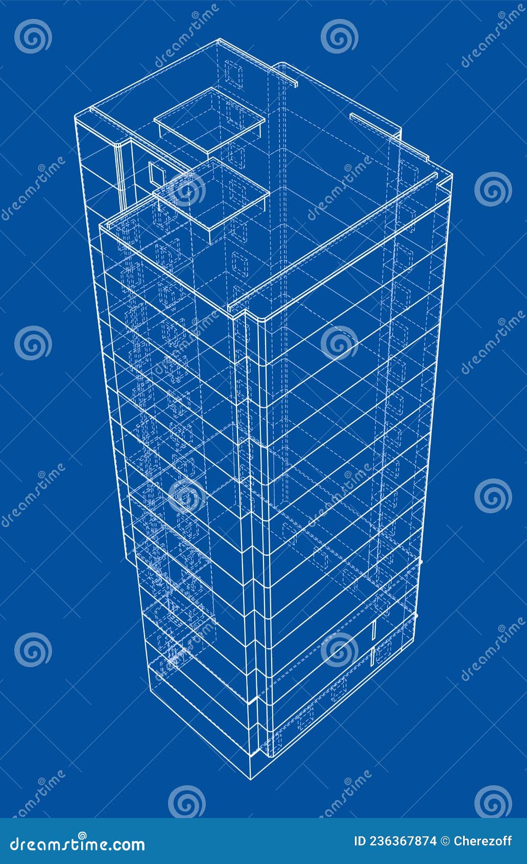 Wire-frame Model of a Multi-storey Building Stock Illustration ...