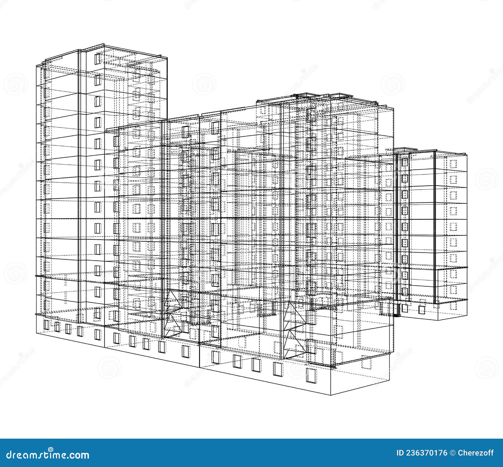 Wire-frame Model of a Multi-storey Building Stock Illustration ...