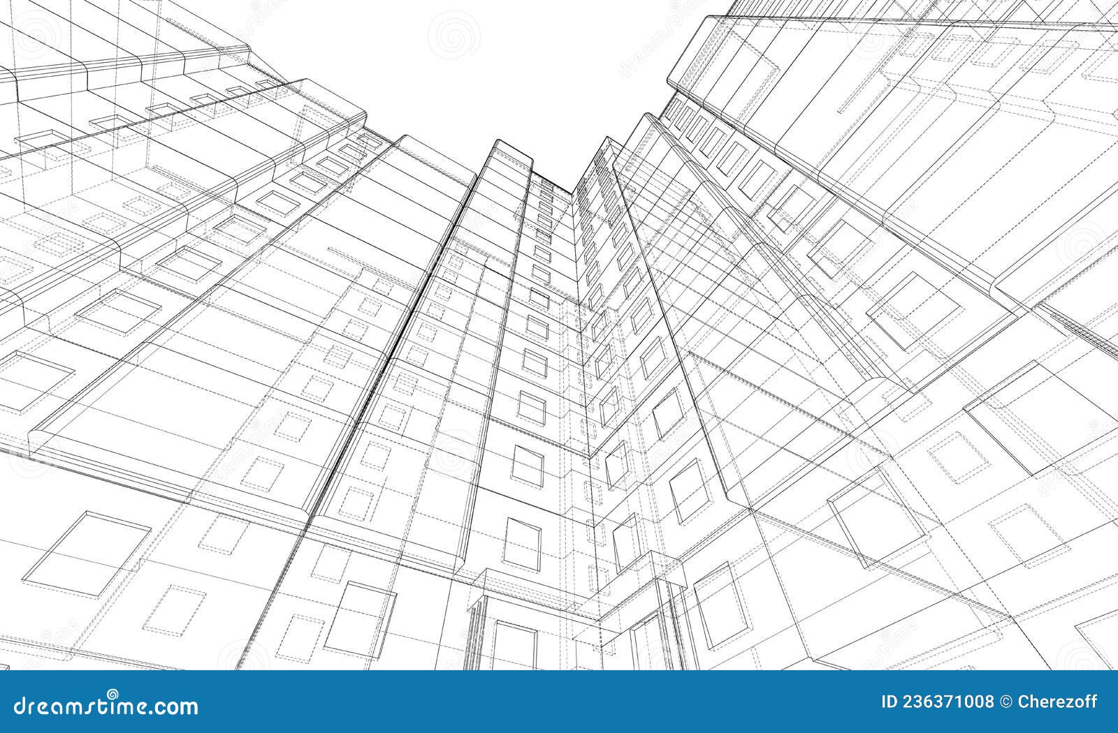 Wire-frame Model of a Multi-storey Building Stock Illustration ...