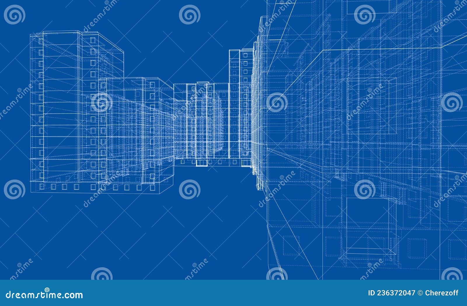 Wire-frame Model of a Multi-storey Building Stock Illustration ...