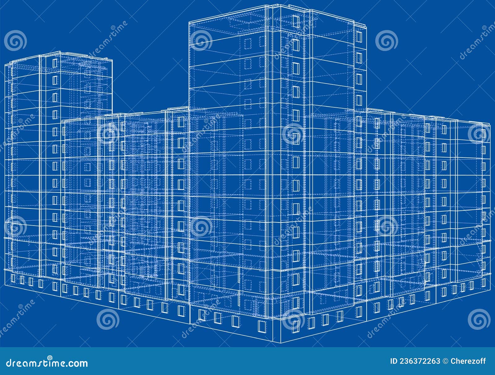 Wire-frame Model of a Multi-storey Building Stock Illustration ...