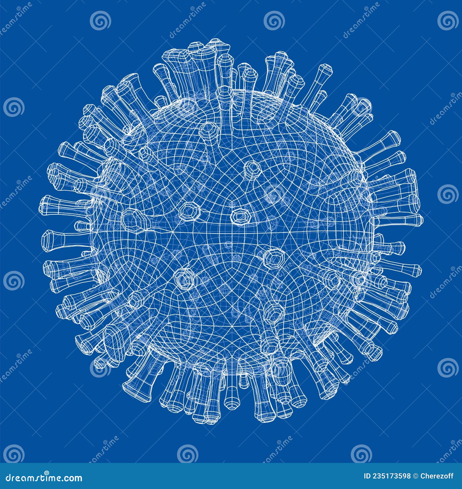 Wire-frame Model of a Virus Stock Illustration - Illustration of ...