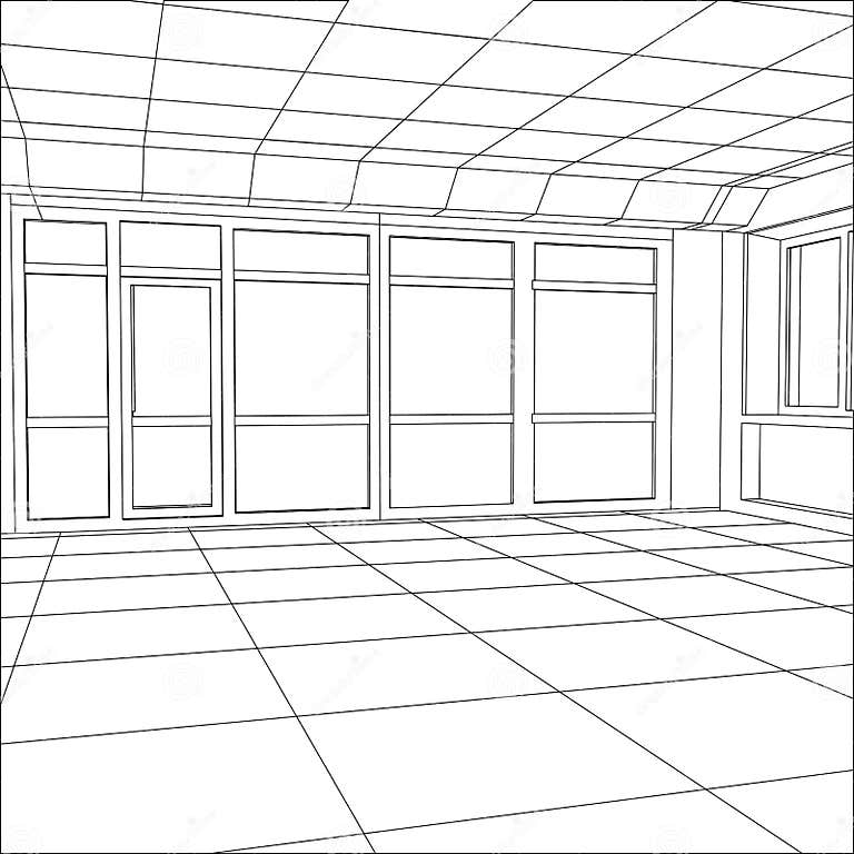 Wire-frame Office Room. EPS 10 Vector Format Stock Vector ...